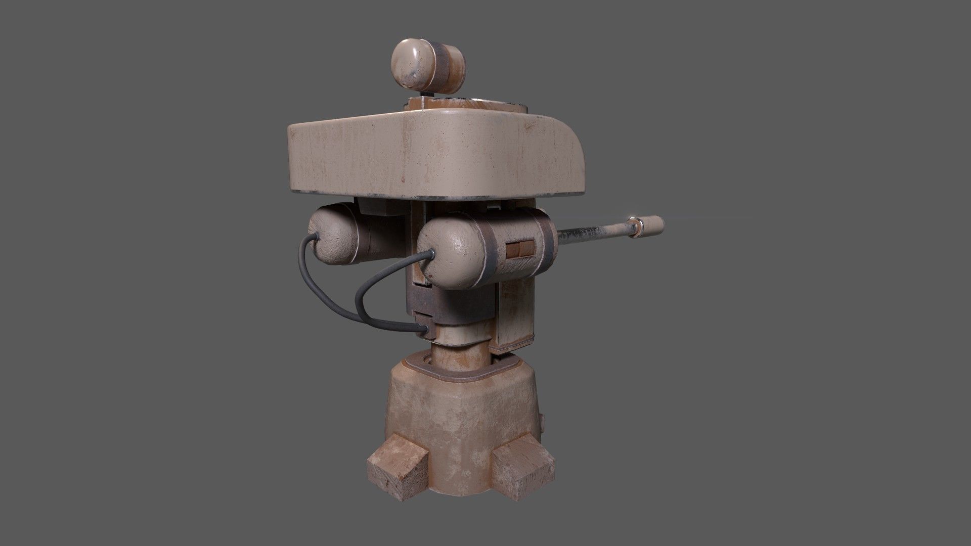 3D model Stylized Gun Turret Equipped With Searchlight VR / AR / low ...