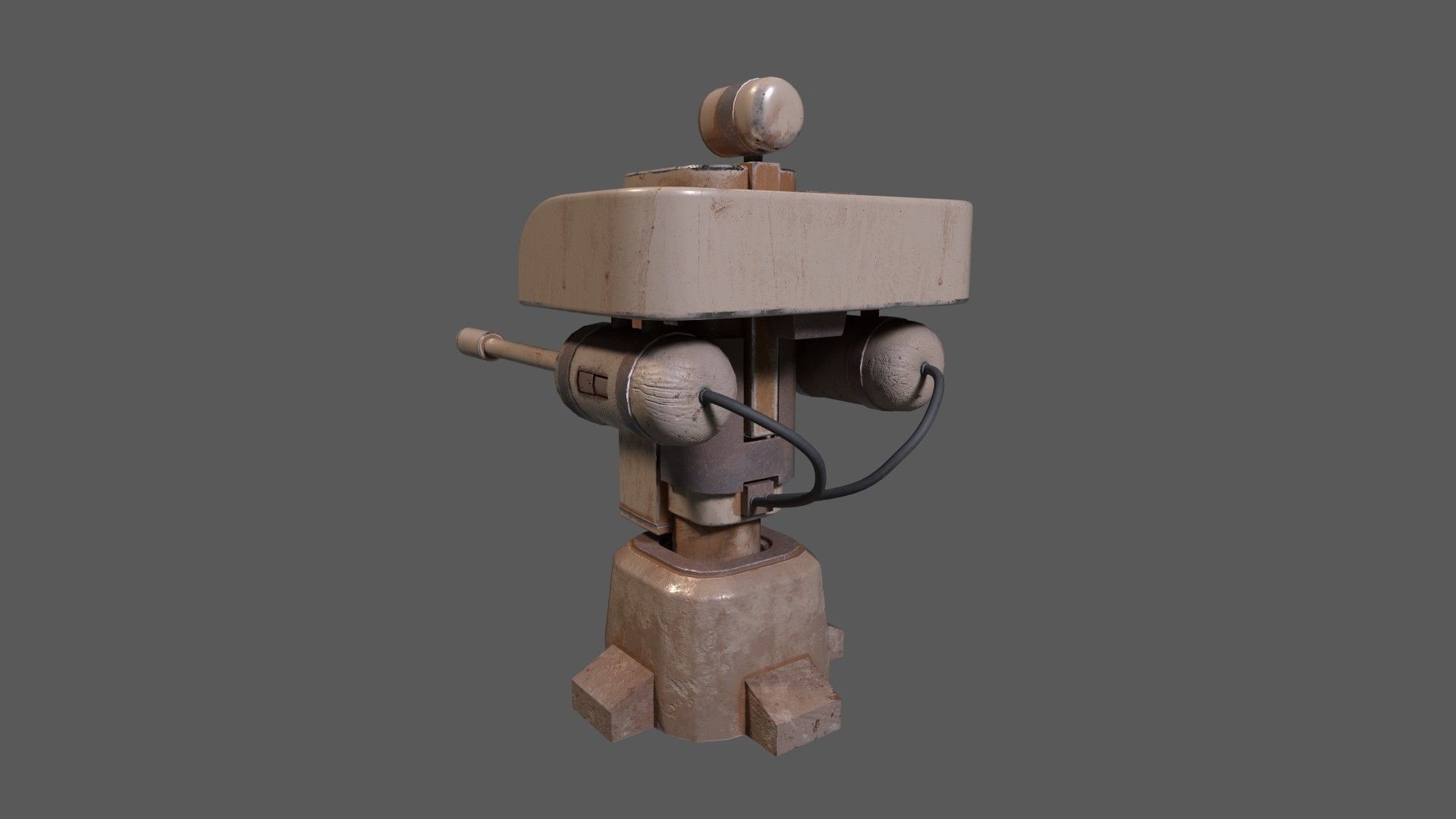 3D model Stylized Gun Turret Equipped With Searchlight VR / AR / low ...