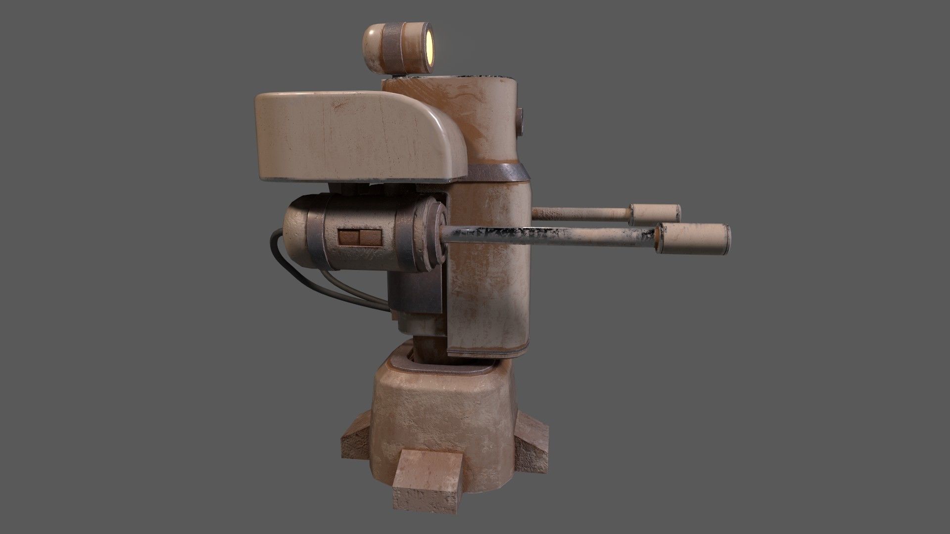 3D model Stylized Gun Turret Equipped With Searchlight VR / AR / low ...
