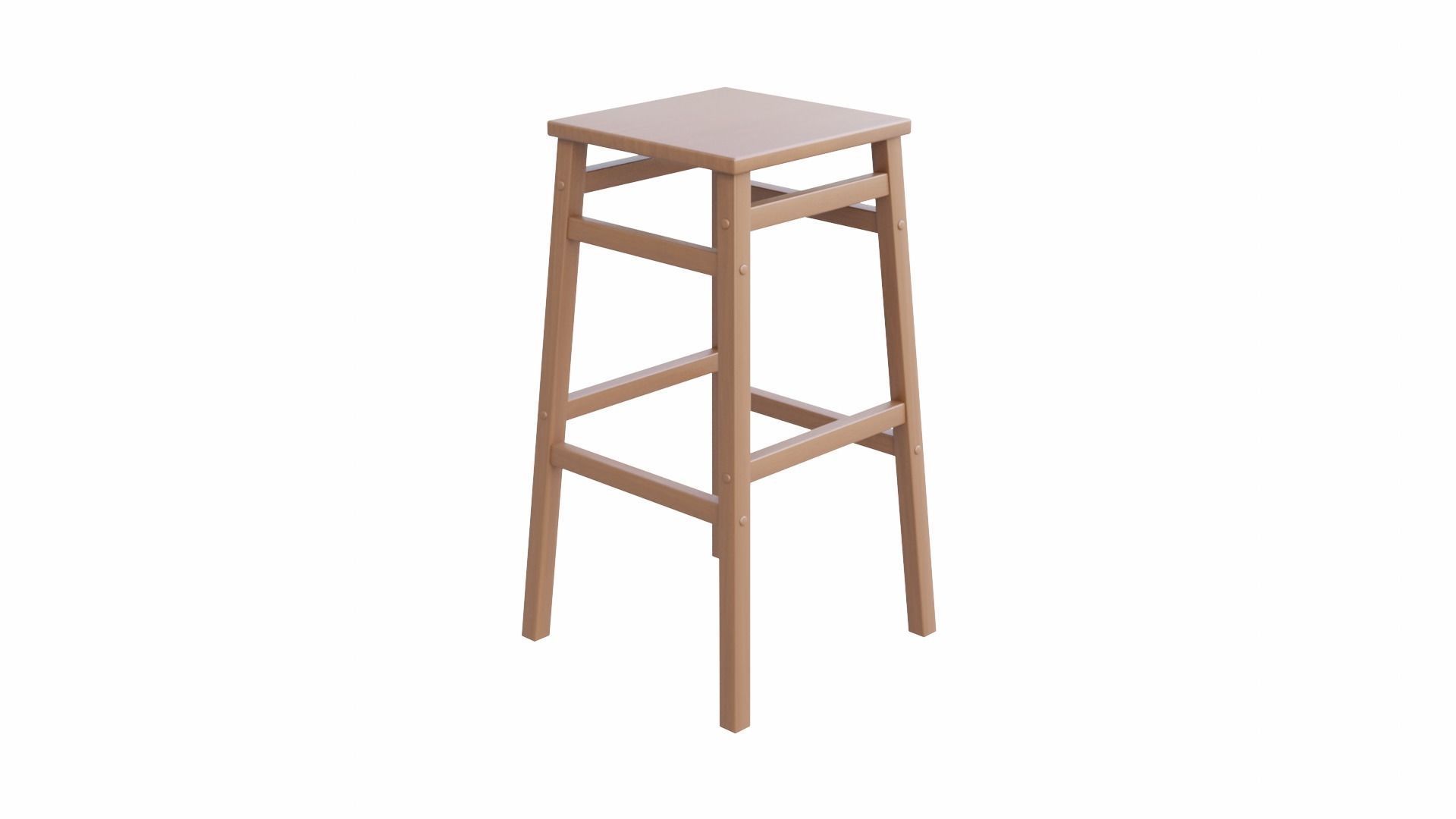 3D model Square Wooden Stool VR / AR / low-poly | CGTrader