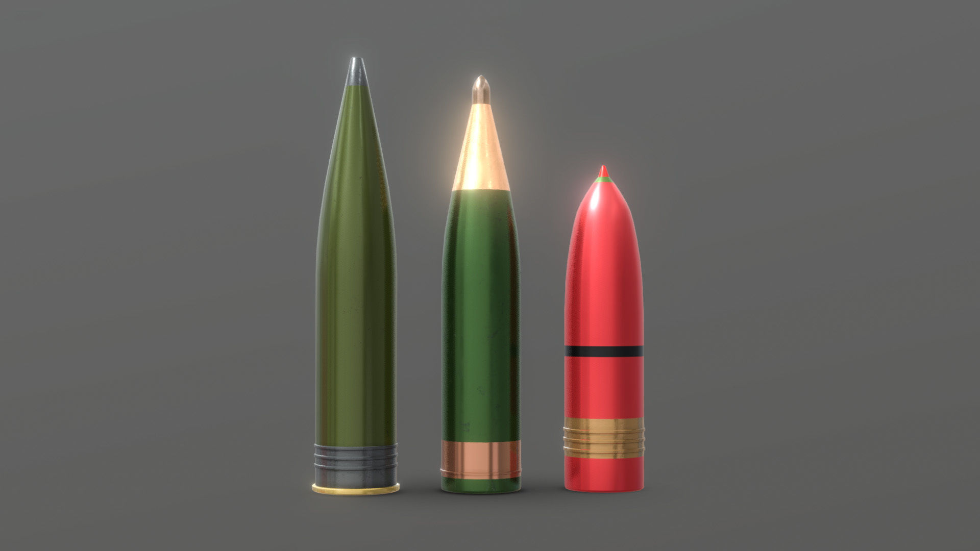3D model Heavy Artillery Shells 3 in 1 VR / AR / low-poly | CGTrader