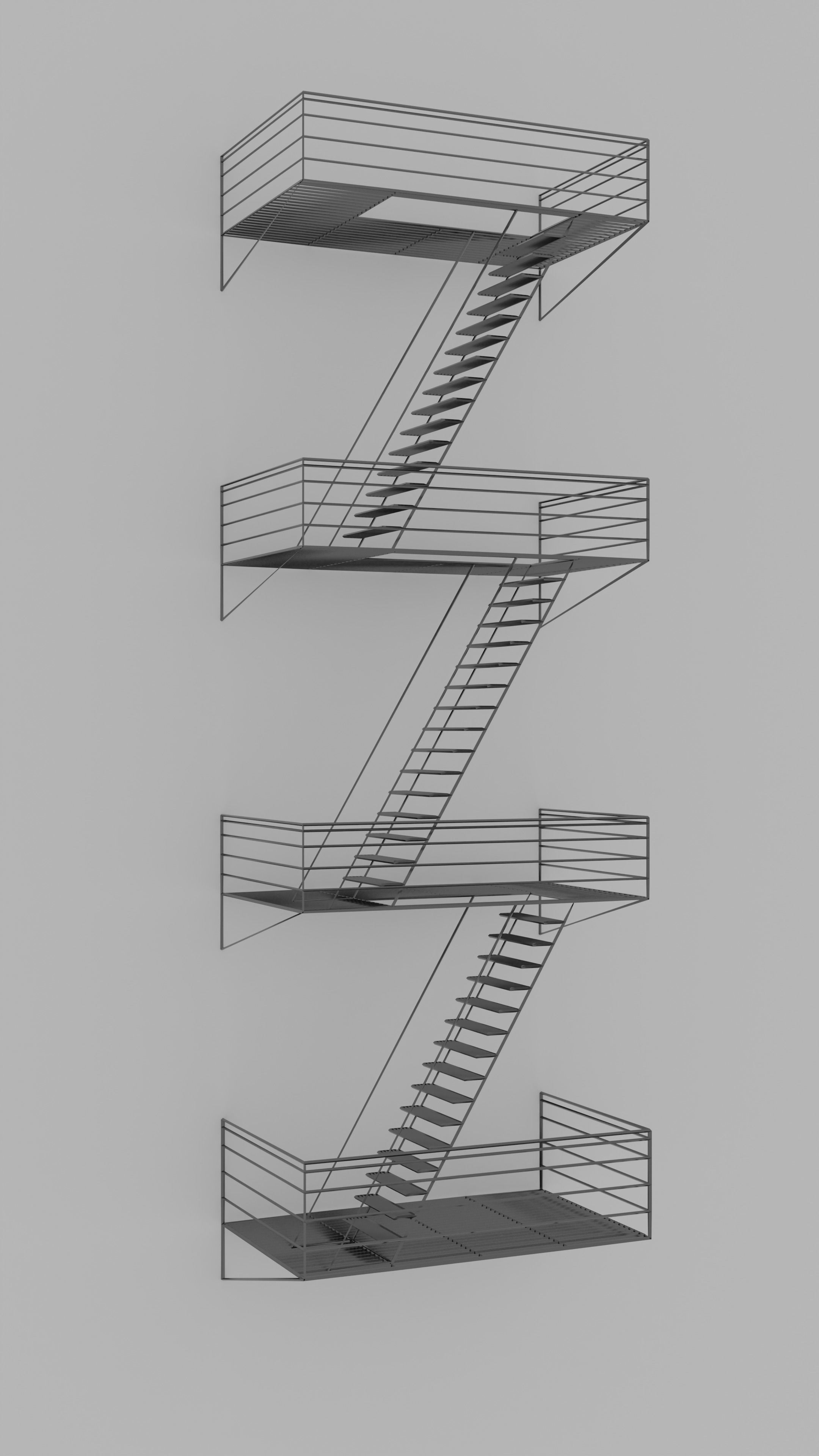 Fire Escape Staircase free 3D model | CGTrader