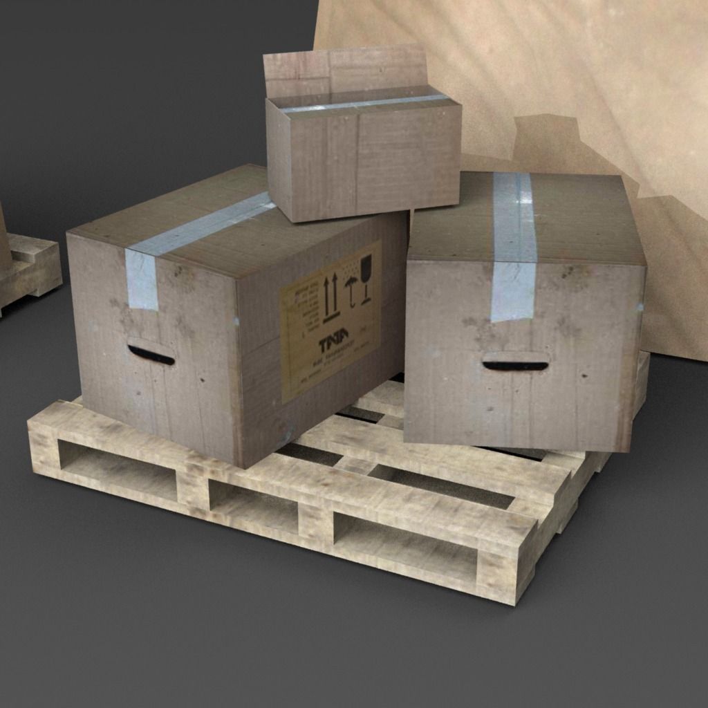 Boxes with pallet free VR / AR / low-poly 3D model | CGTrader
