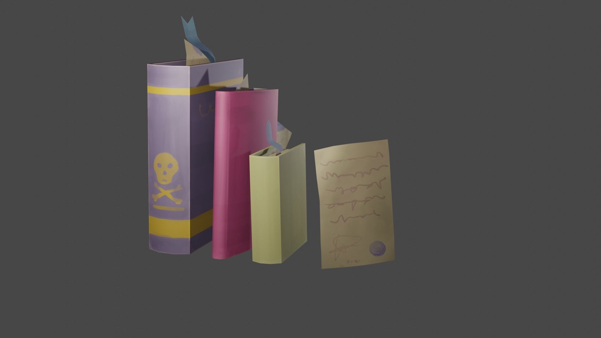 Stylized cartoon books with hand paint texture free VR / AR / low-poly ...