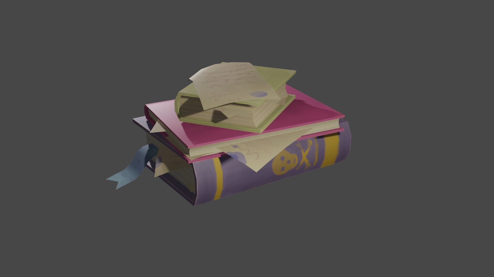 Stylized cartoon books with hand paint texture free VR / AR / low-poly ...