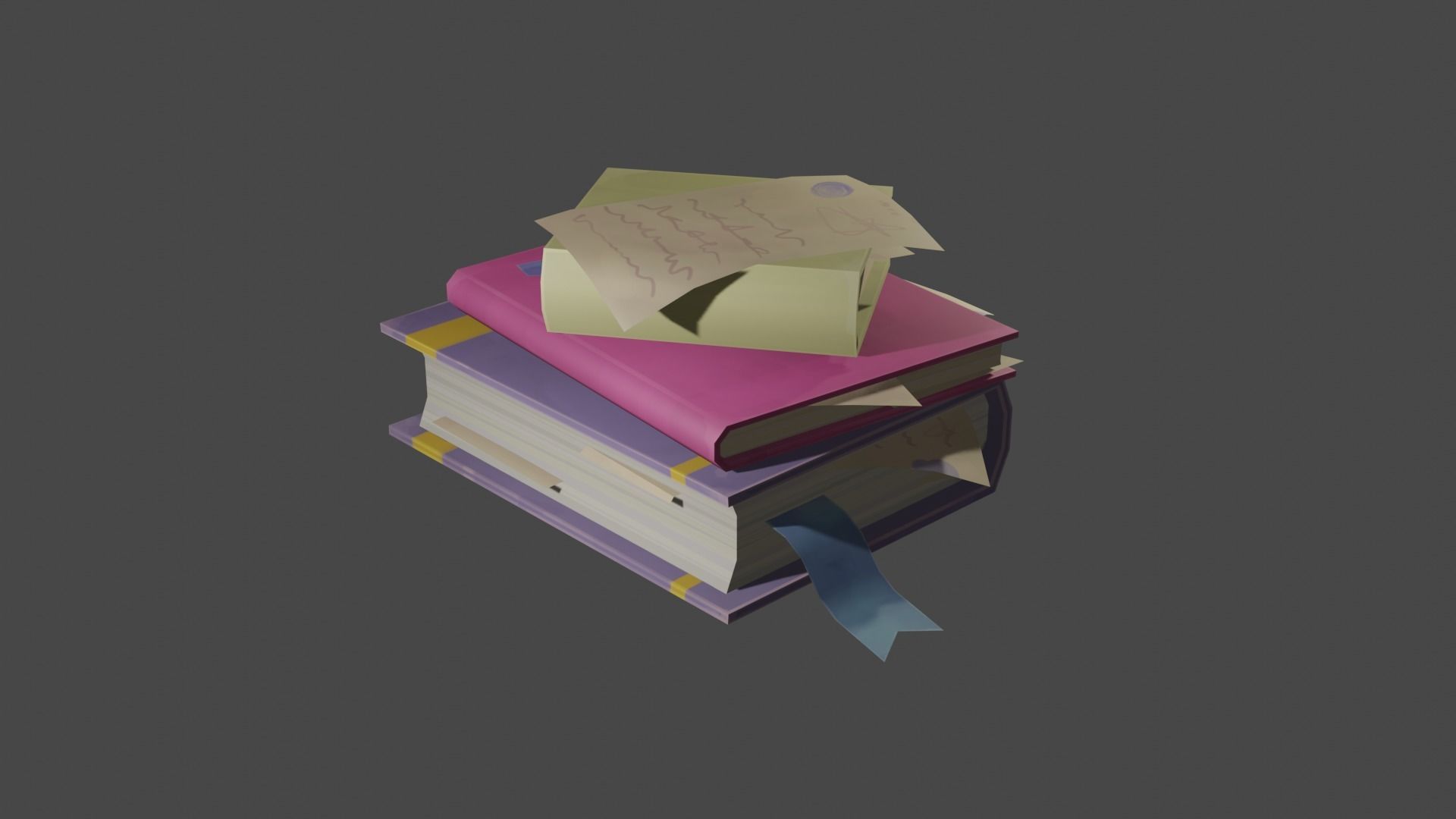 Stylized cartoon books with hand paint texture free VR / AR / low-poly ...