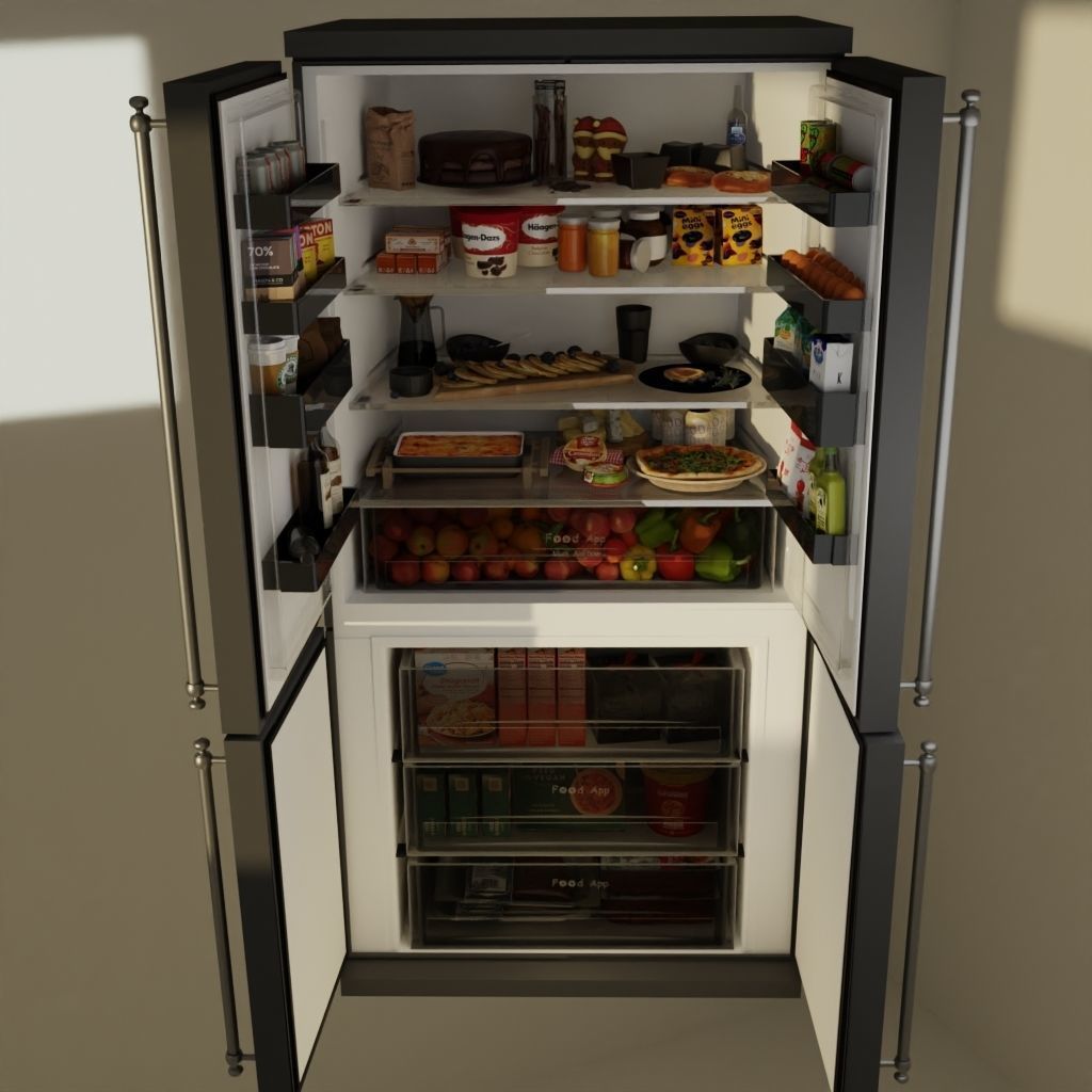Fridge with products ANIMATED 3D model animated | CGTrader