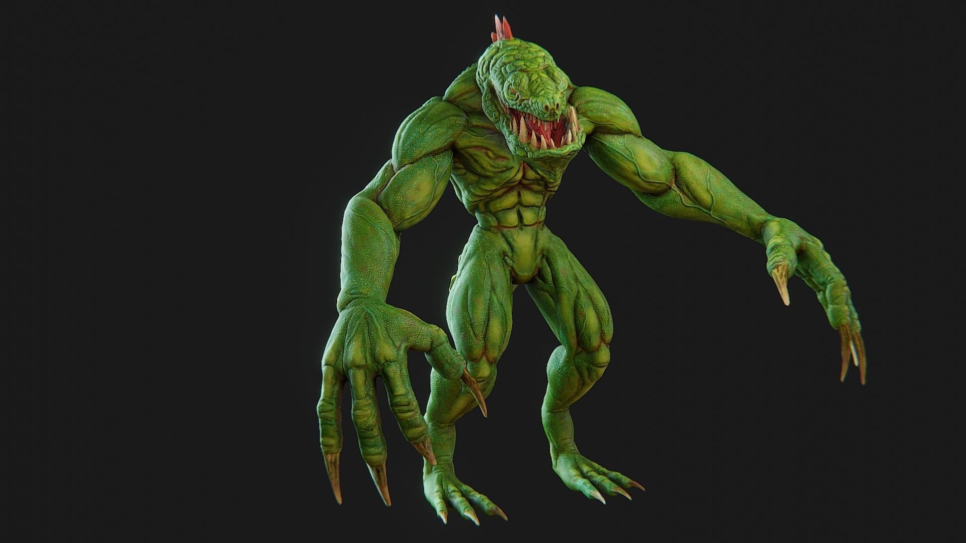 3D model Fantasy crocodile monster creature VR / AR / low-poly rigged ...