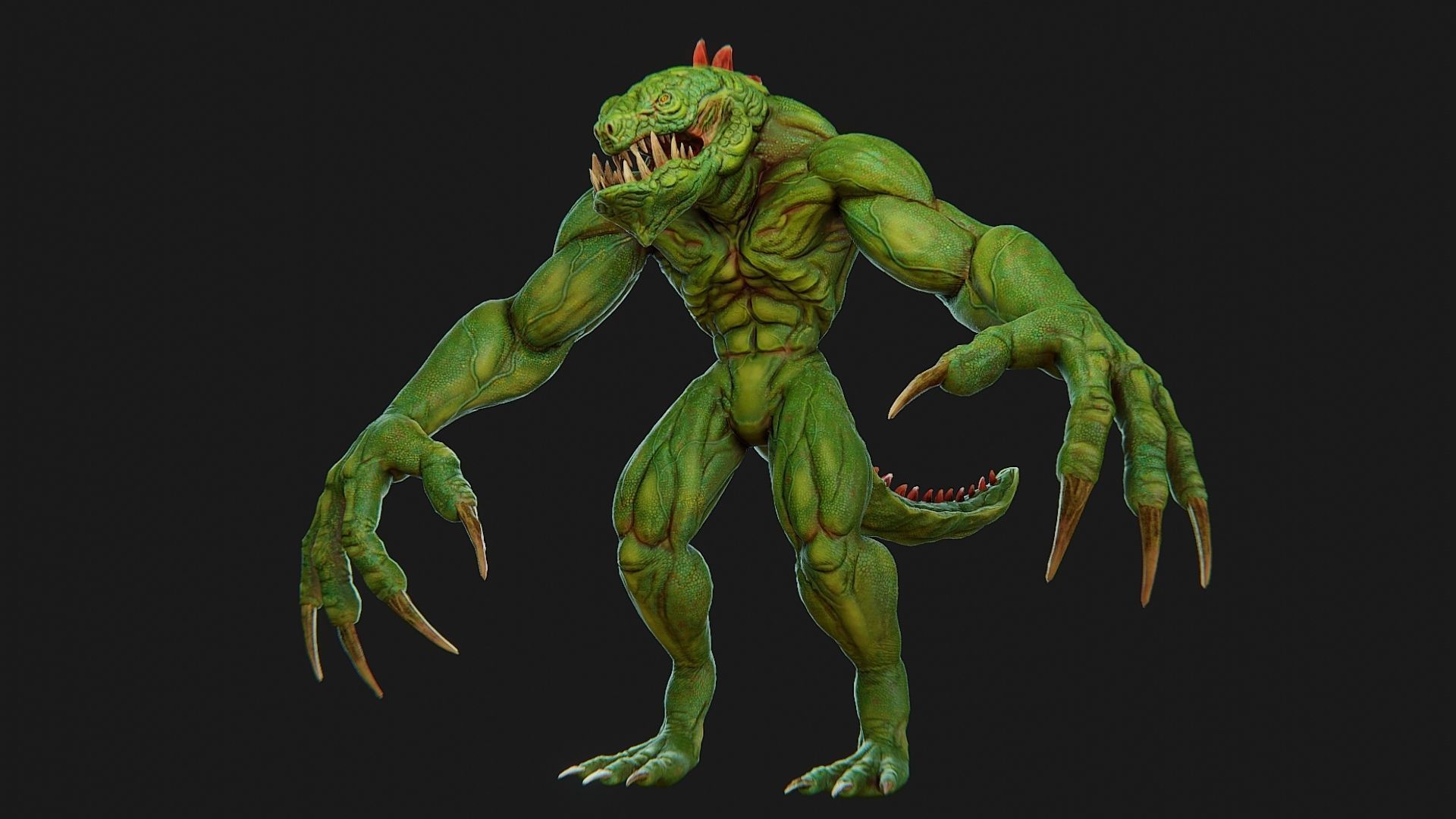 3D model Fantasy crocodile monster creature VR / AR / low-poly rigged ...