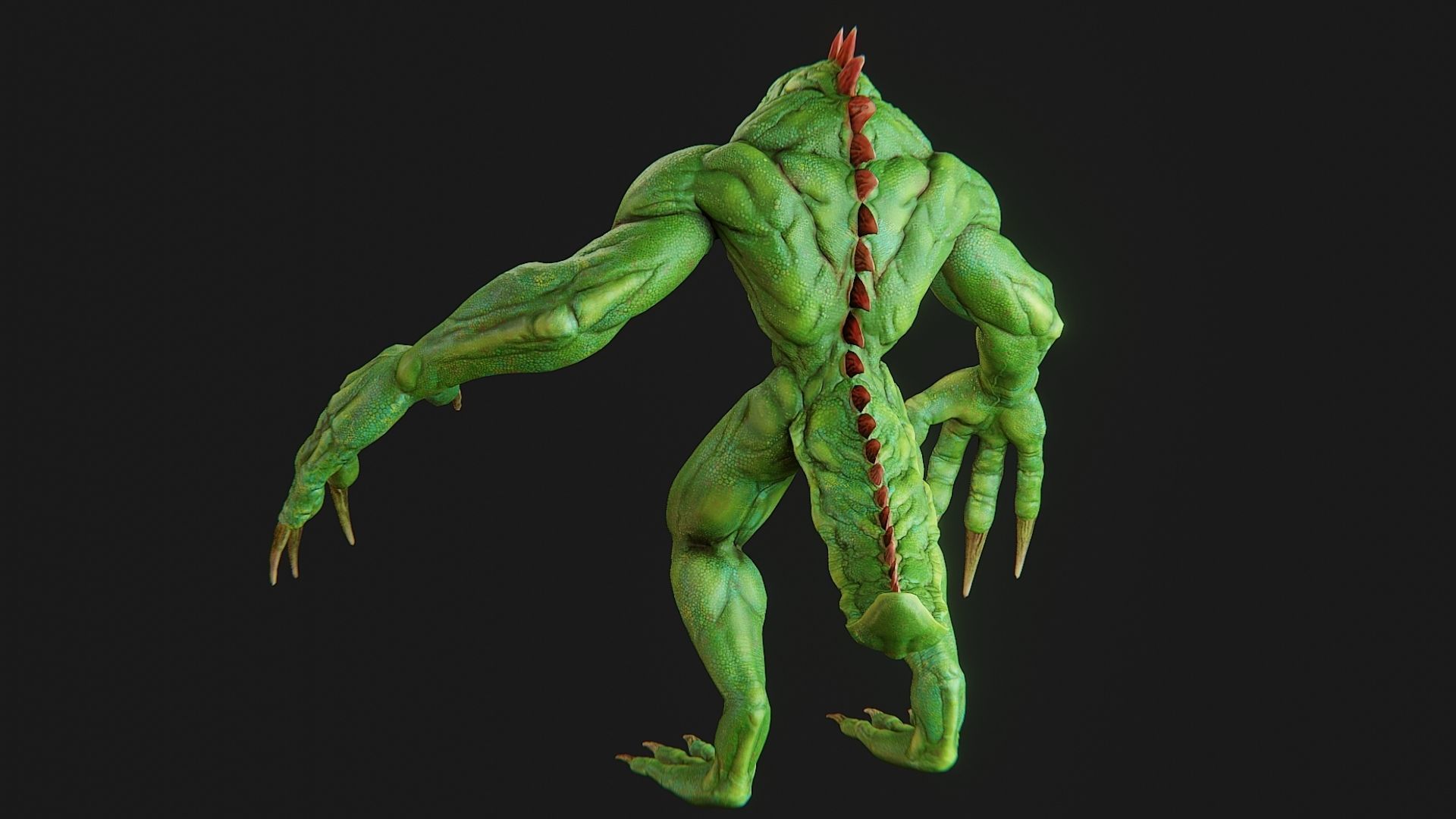 3D model Fantasy crocodile monster creature VR / AR / low-poly rigged ...