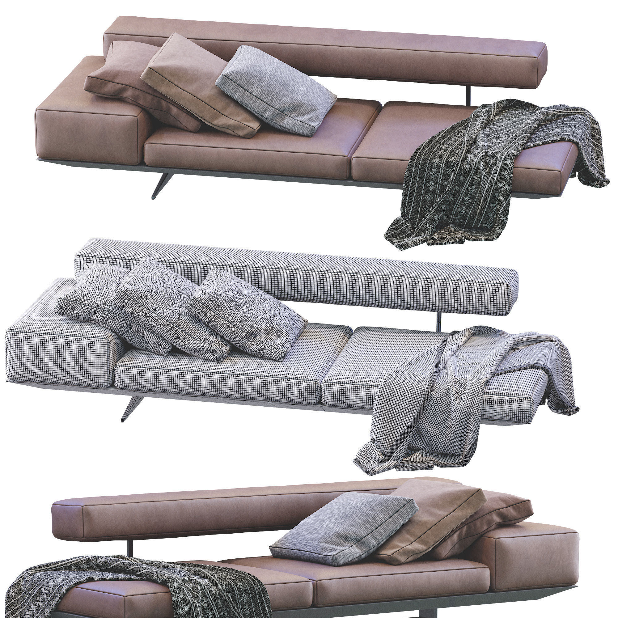 Sofa Wing Leather By Flexform 3D model | CGTrader