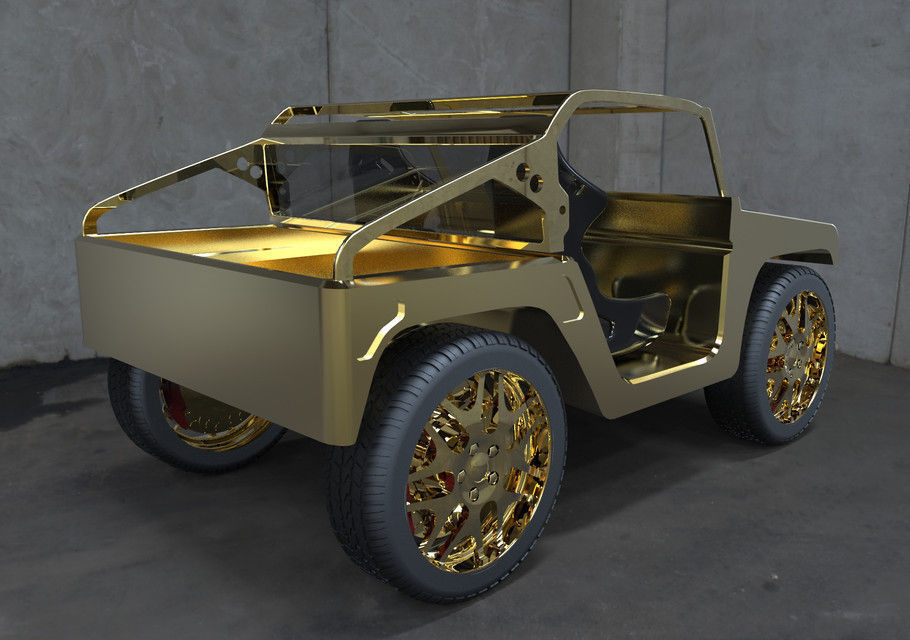 24K Gold Jeep Test free 3D model | CGTrader