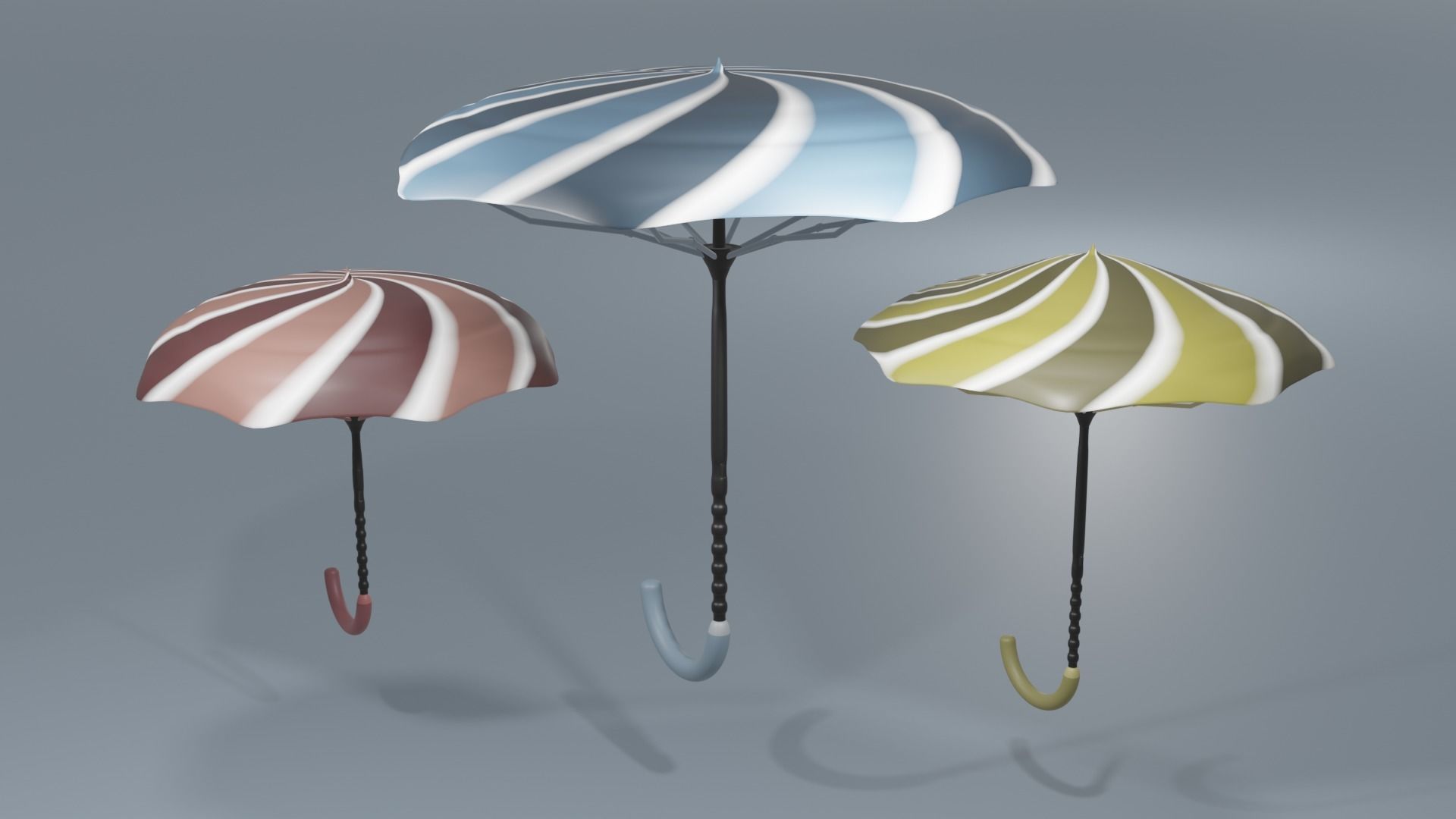 3D model Umbrella Set three umbrellas VR / AR / low-poly | CGTrader