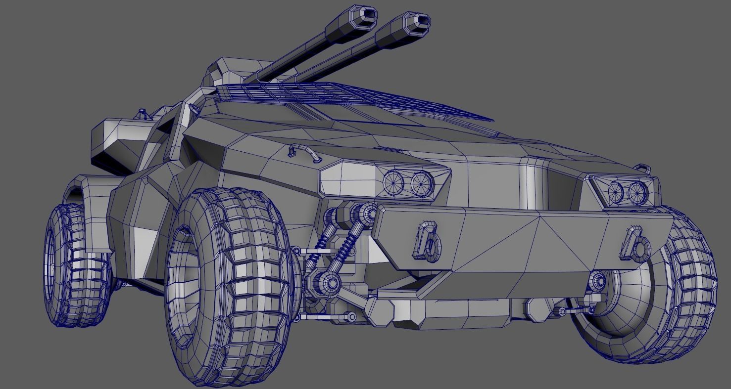 3D model LOWPOLY MILITARY FORTEX LIGHT TRANSPORT ARMED VEHICLE VR / AR ...