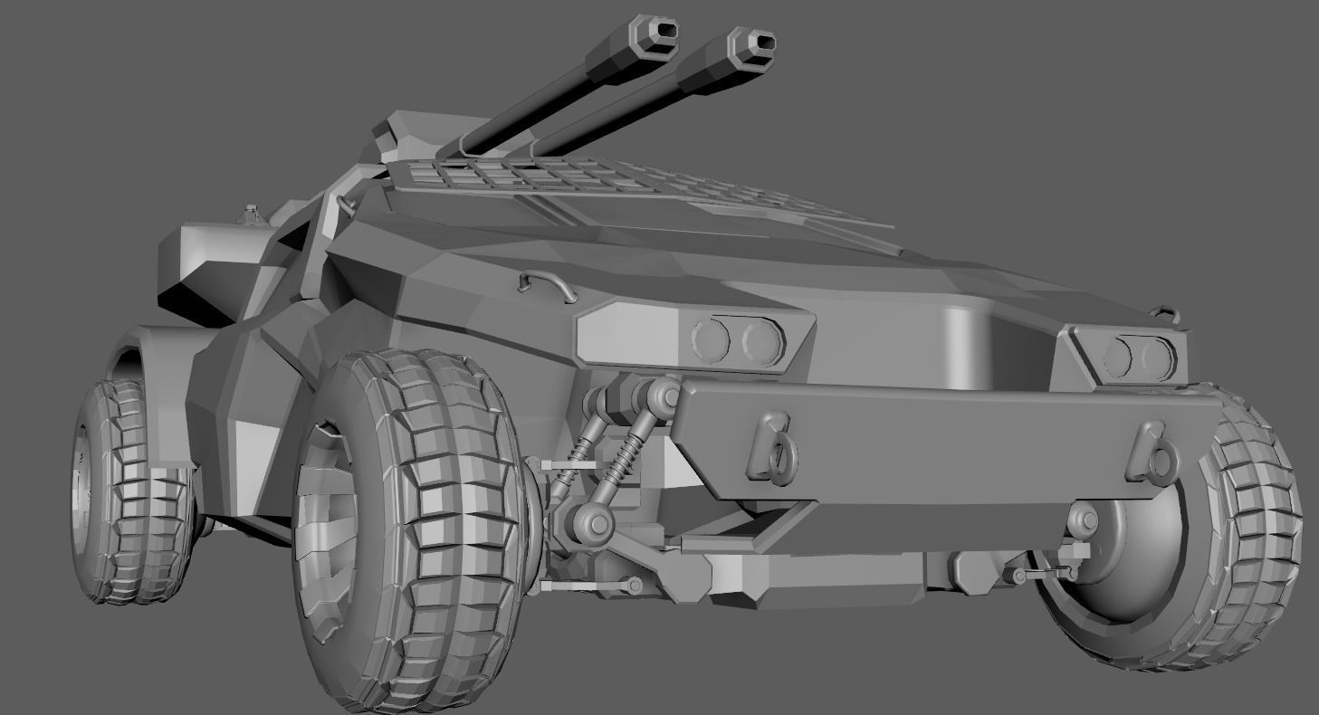 3D model LOWPOLY MILITARY FORTEX LIGHT TRANSPORT ARMED VEHICLE VR / AR ...