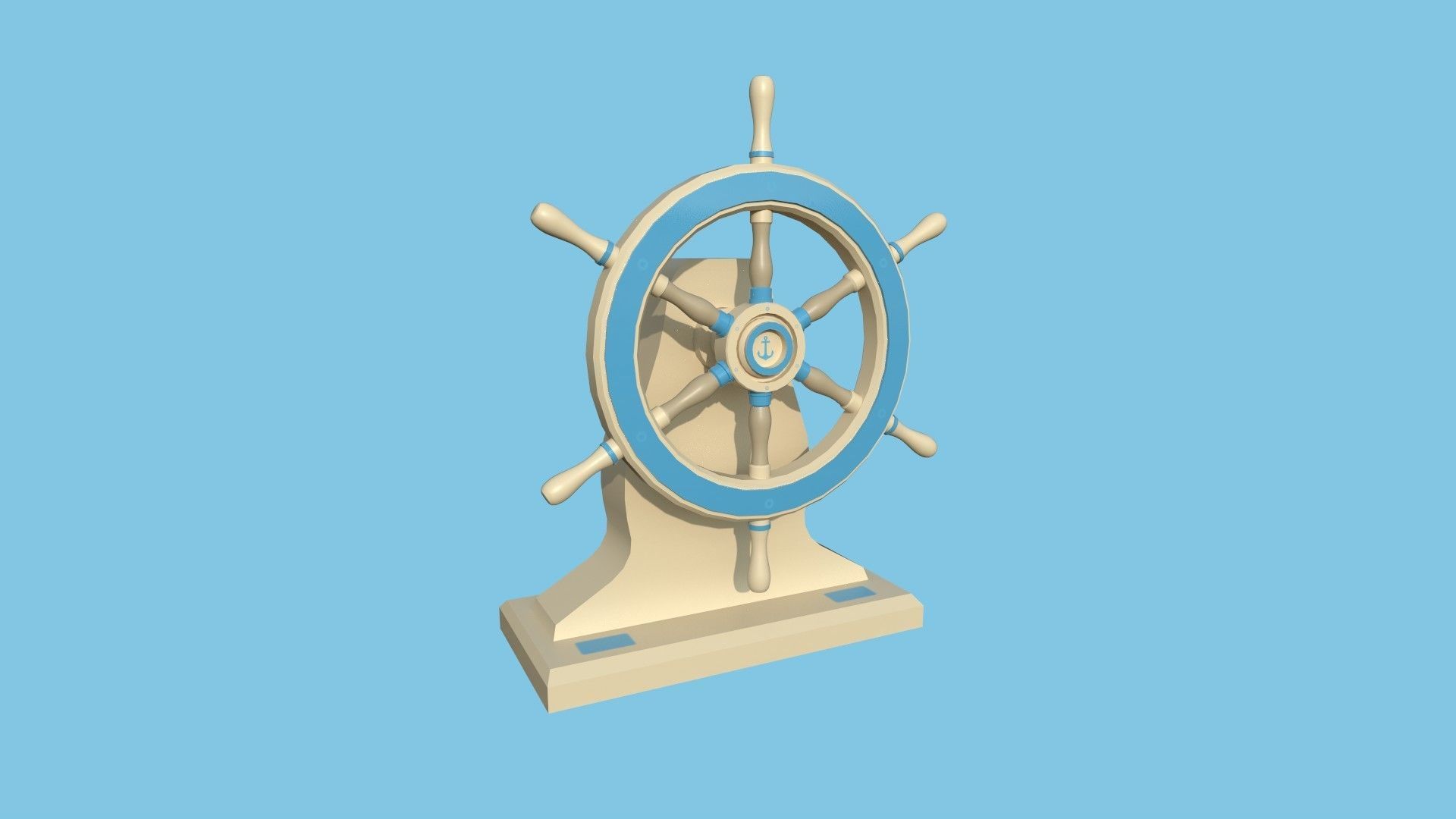 3D model Pirate Ship Wheel 05 - Blue Cartoon - Helm Interior Parts VR ...