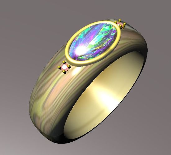 Mokume gane Opal ring free 3D model | CGTrader