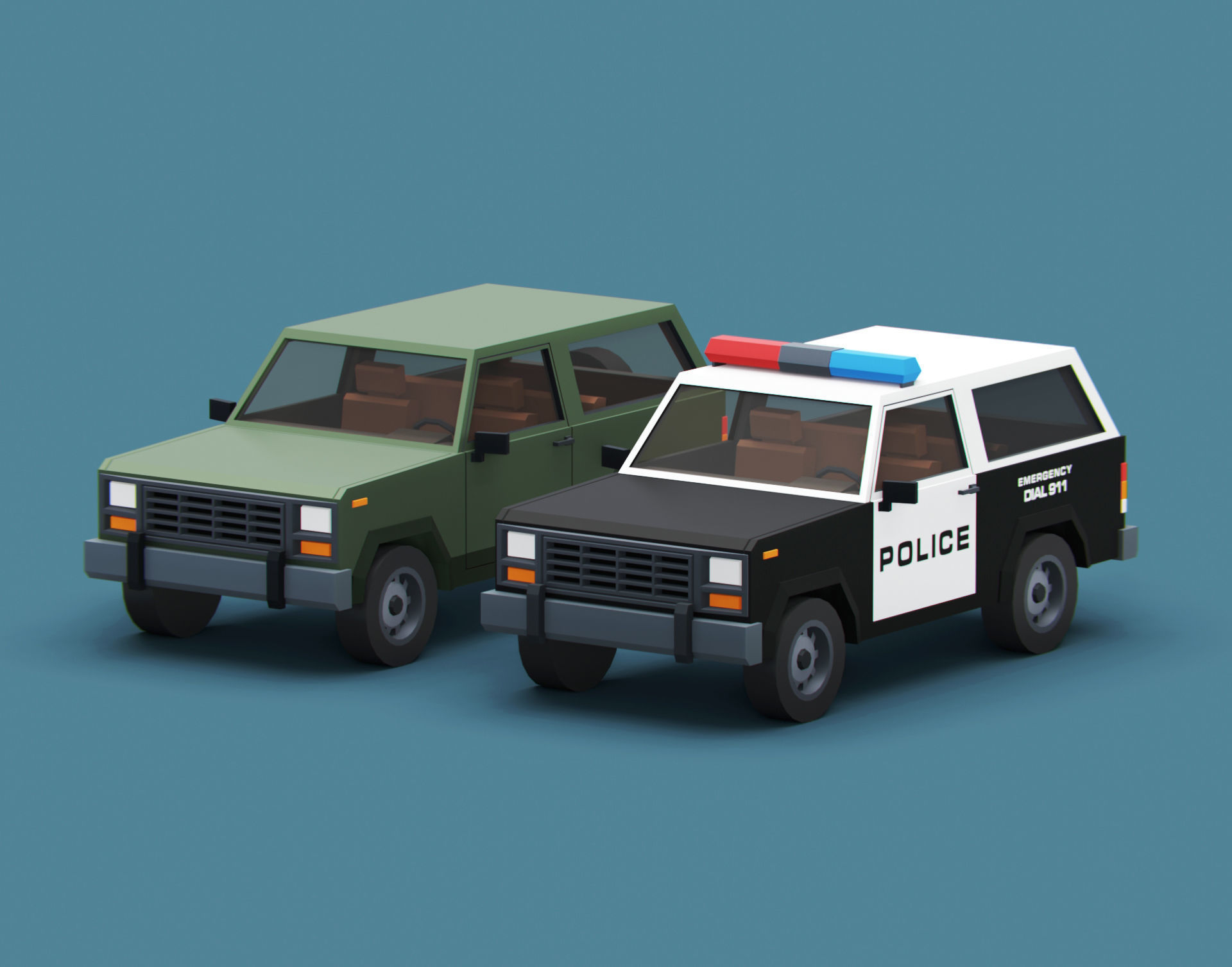 3D model Stylized Cartoon SUV Police Car VR / AR / low-poly | CGTrader