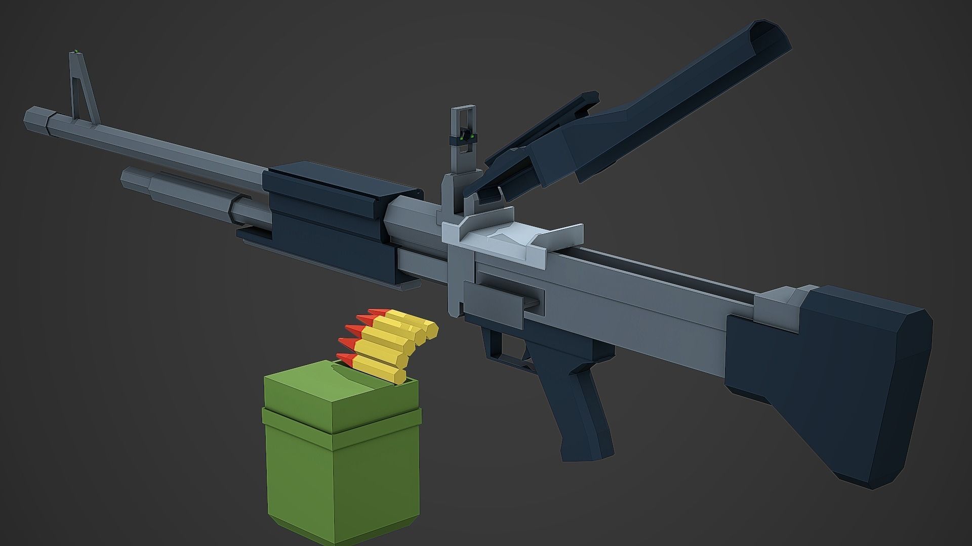 3D model Stylized M60 LMG Low Poly Mobile Ready VR / AR / low-poly ...