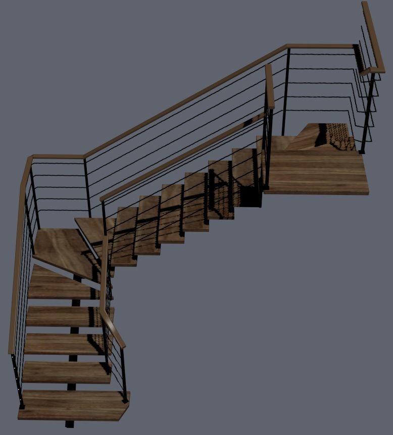 Wooden and steel staircase 3D model | CGTrader