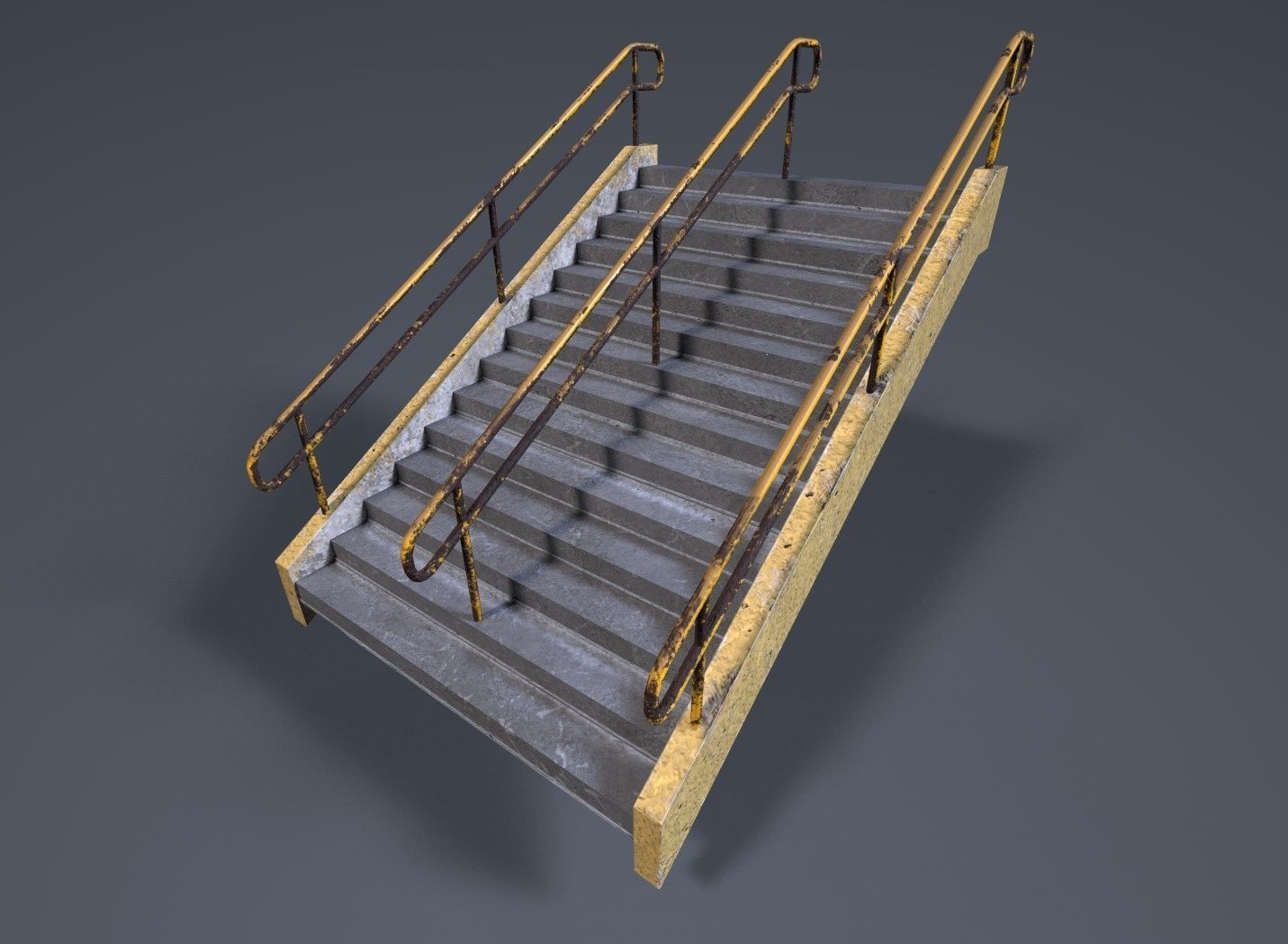 3D model Realistic Concrete Exterior Staircase with Handrail - 2K PBR ...