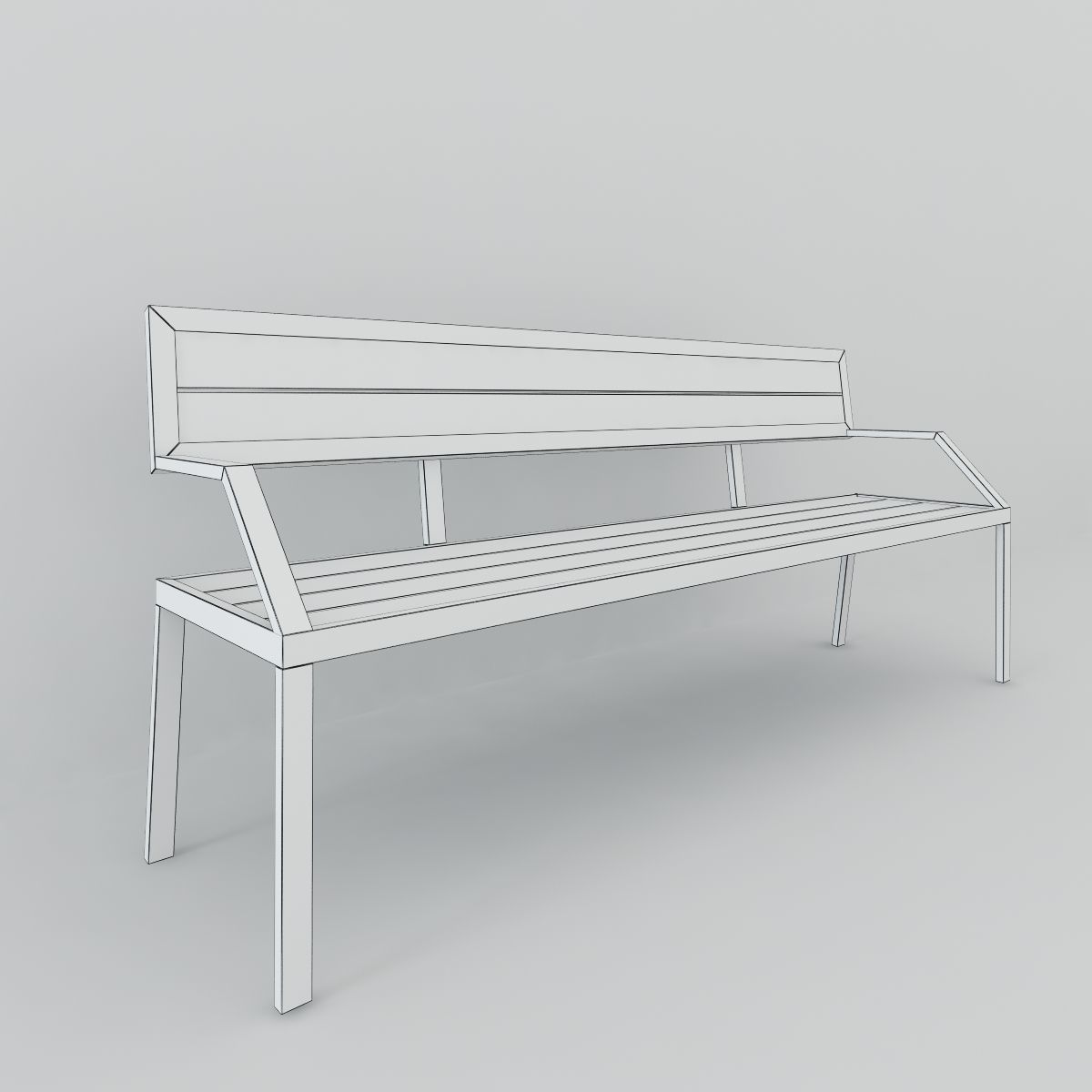 Beach 1 bench made of wood and metal 3D model | CGTrader