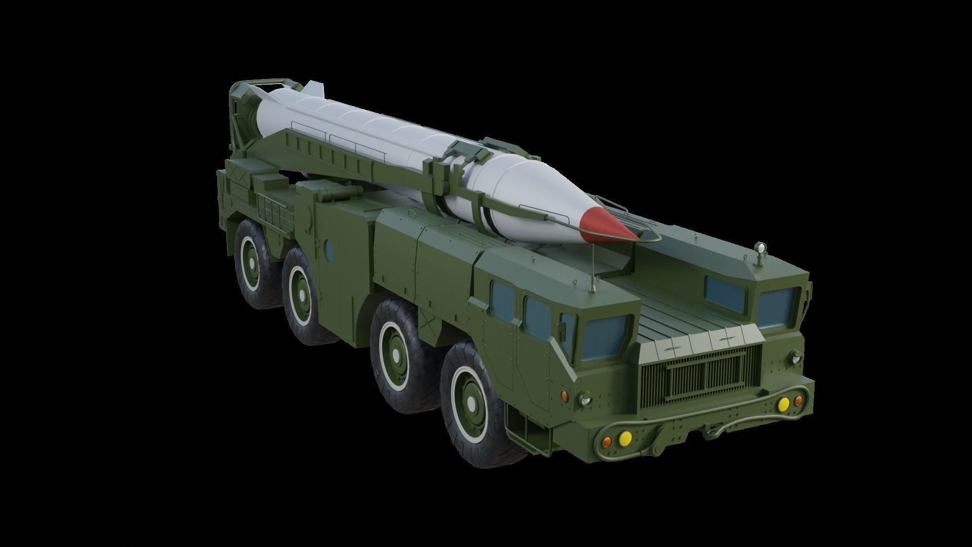 Low poly Hwasong-6 SCUD-C missile launcher 3D model | CGTrader