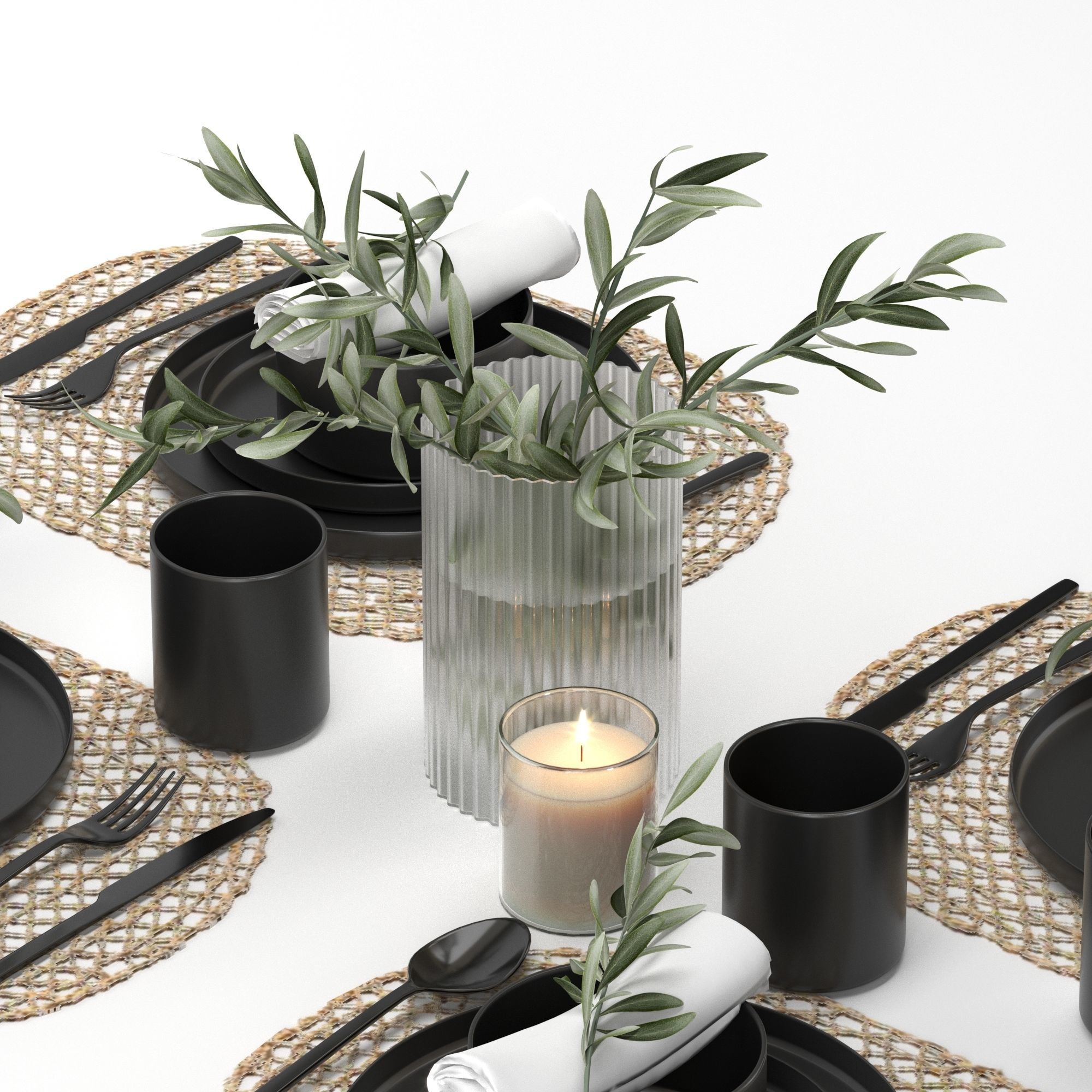 Black Table Setting 3D model | CGTrader