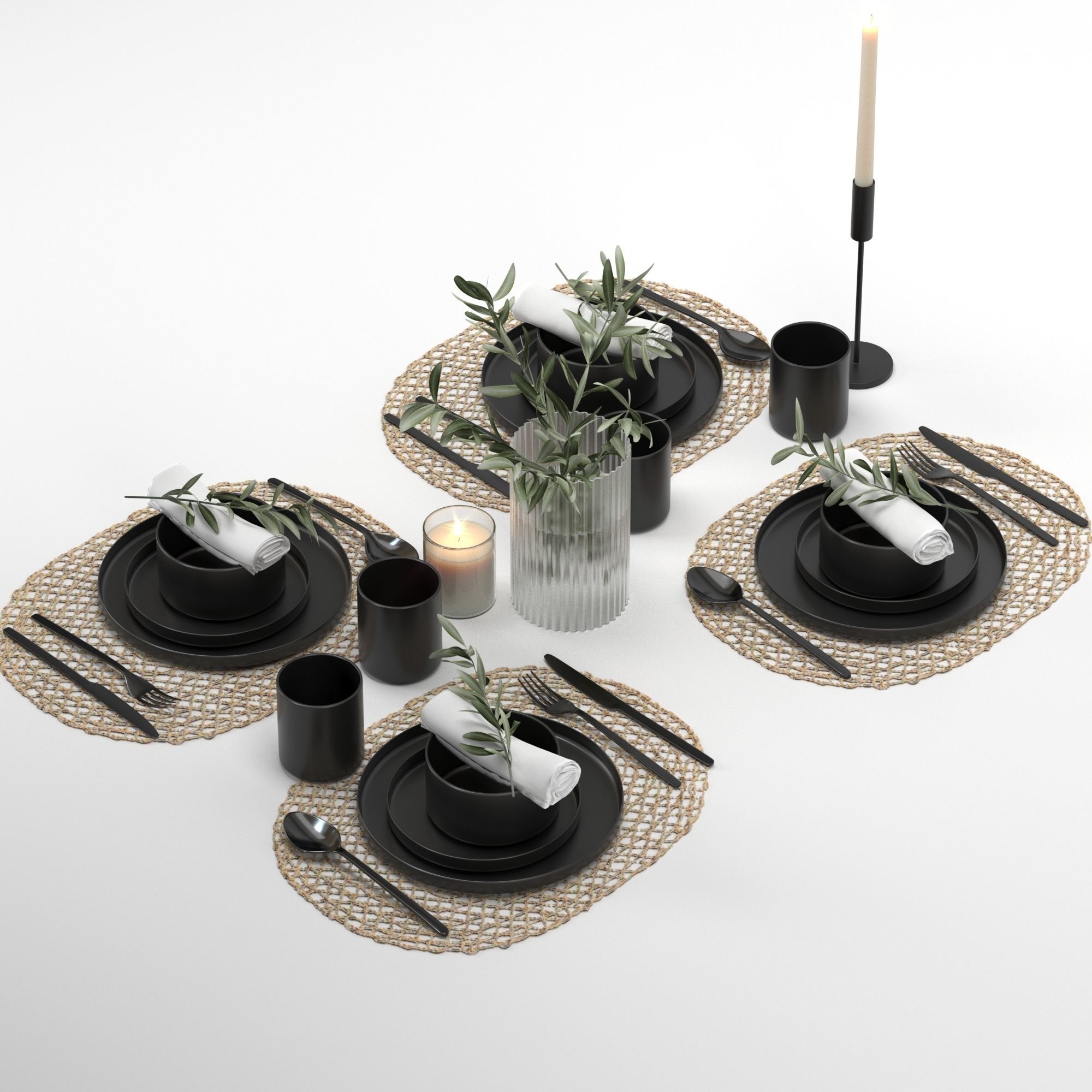 Black Table Setting 3D model | CGTrader
