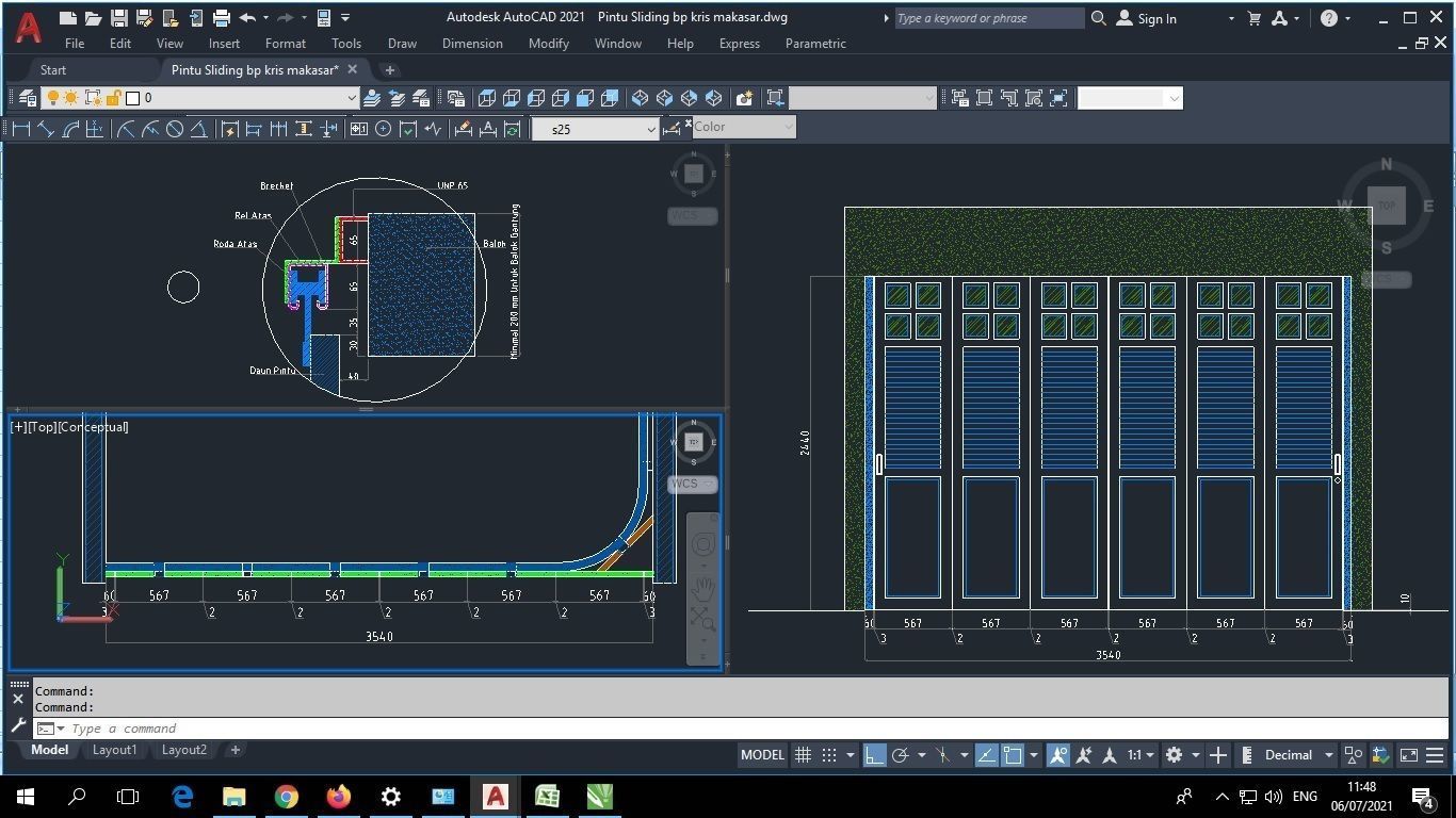 pintu sliding autocad 2d 3D model | CGTrader