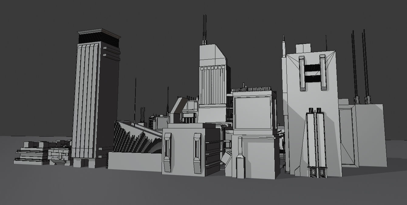 3D model Small Cyberpunk City with 17 buildings VR / AR / low-poly ...