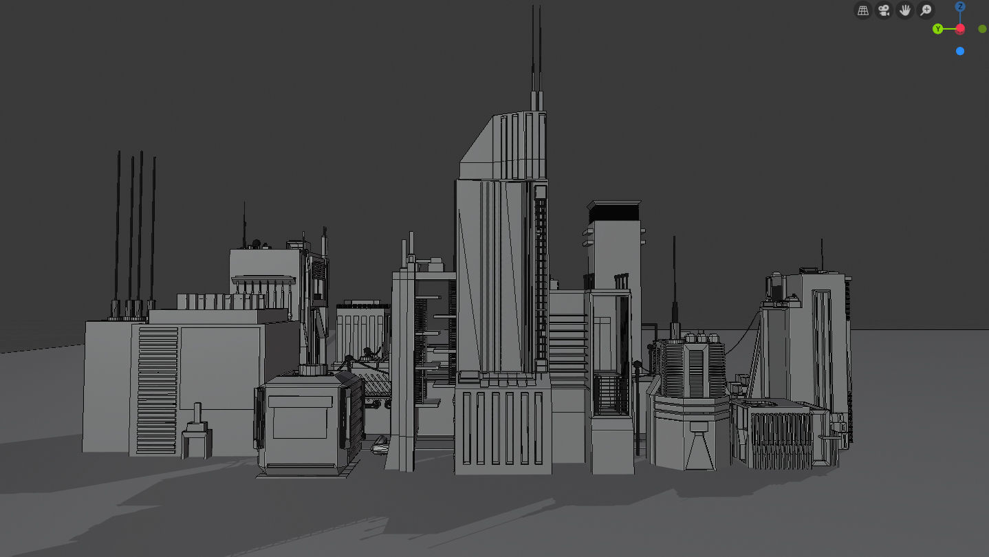 3D model Small Cyberpunk City with 17 buildings VR / AR / low-poly ...