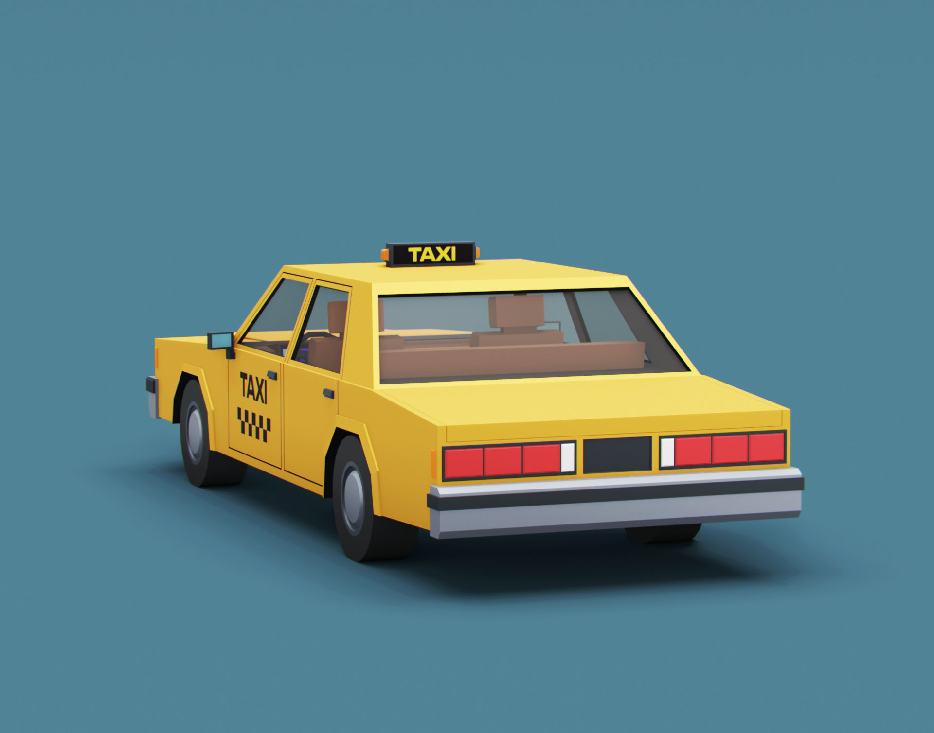 3D model Stylized Cartoon Yellow Taxi Car VR / AR / low-poly | CGTrader