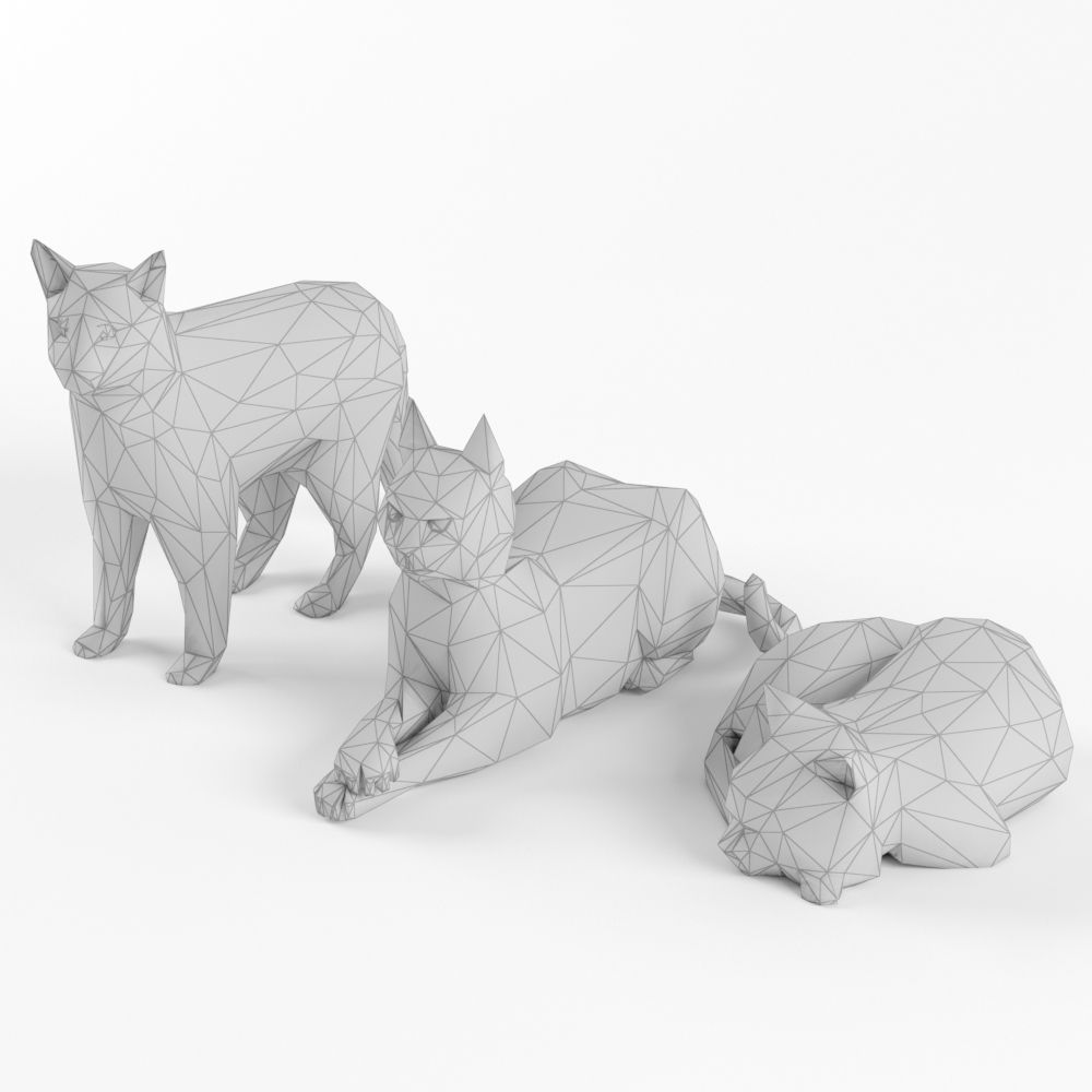 3D model Low Poly Cat Set Animal Lowpoly VR / AR / low-poly | CGTrader