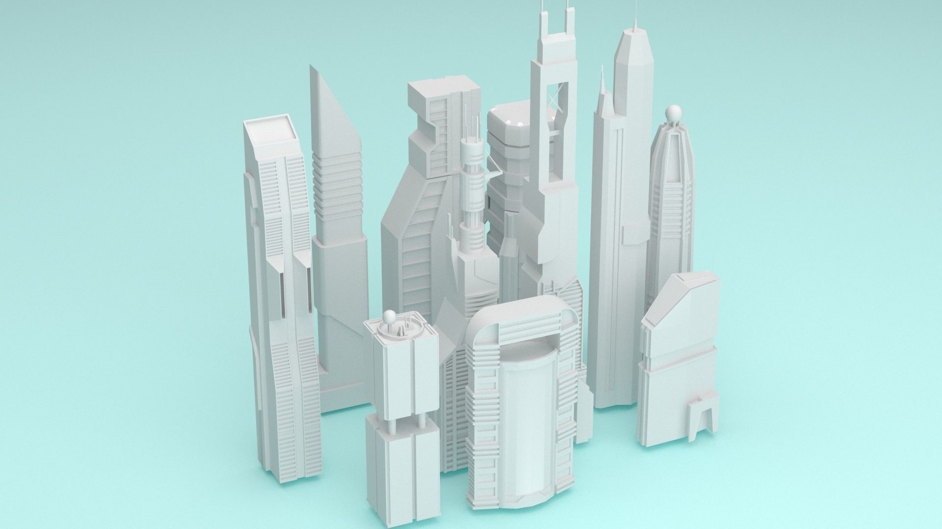 3D model low-poly sci-fi buildings VR / AR / low-poly | CGTrader