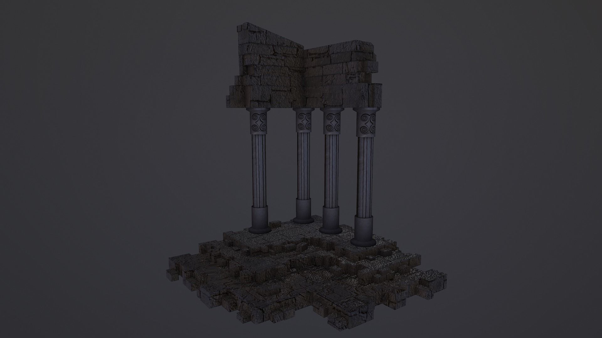 3D model Low Poly Ruins temple with columns VR / AR / low-poly | CGTrader