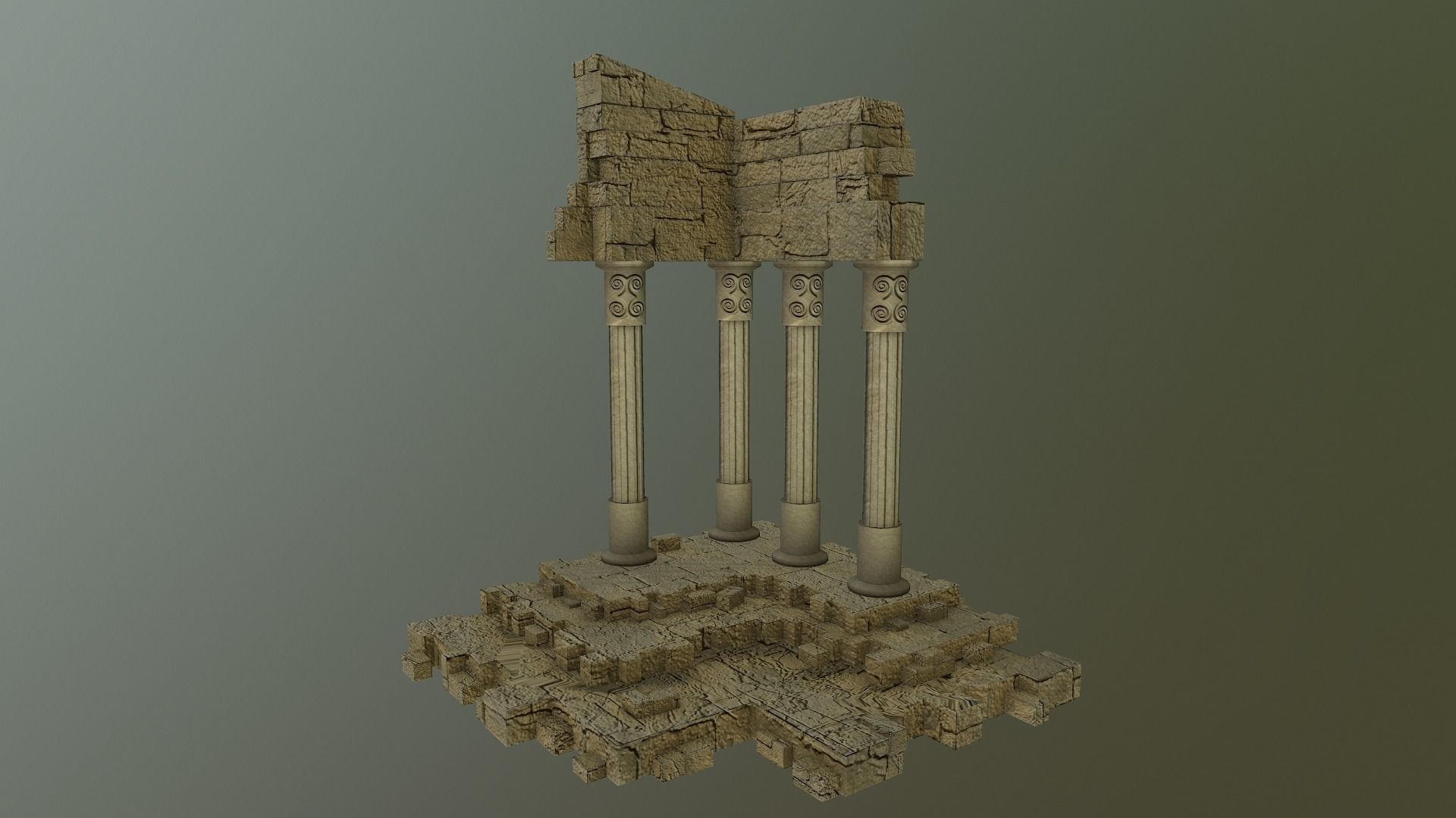 3D model Low Poly Ruins temple with columns VR / AR / low-poly | CGTrader