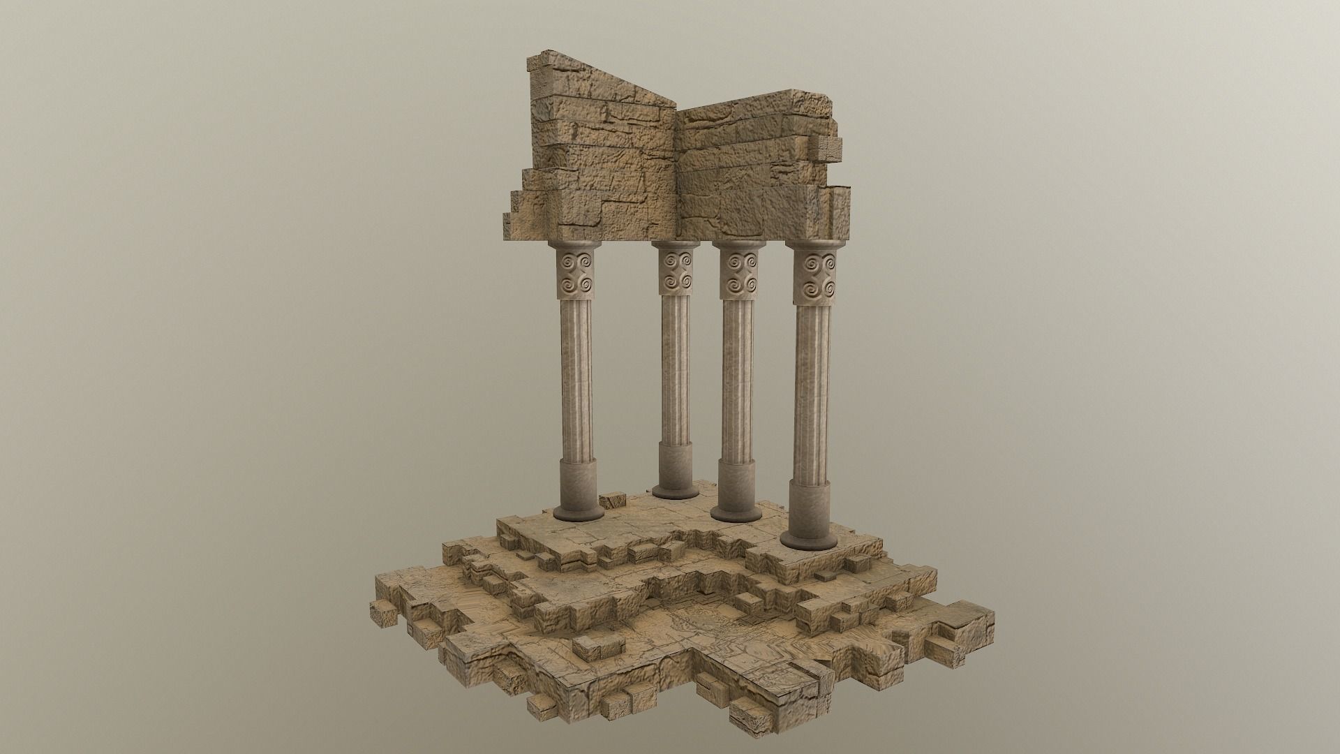 3D model Low Poly Ruins temple with columns VR / AR / low-poly | CGTrader