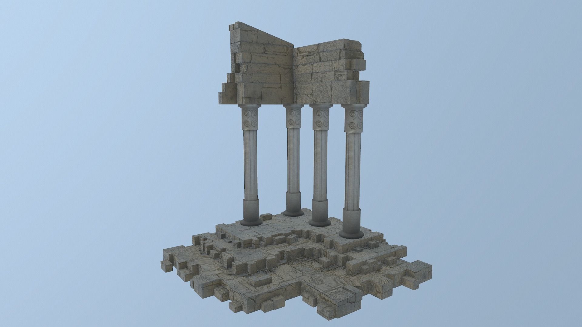 3D model Low Poly Ruins temple with columns VR / AR / low-poly | CGTrader