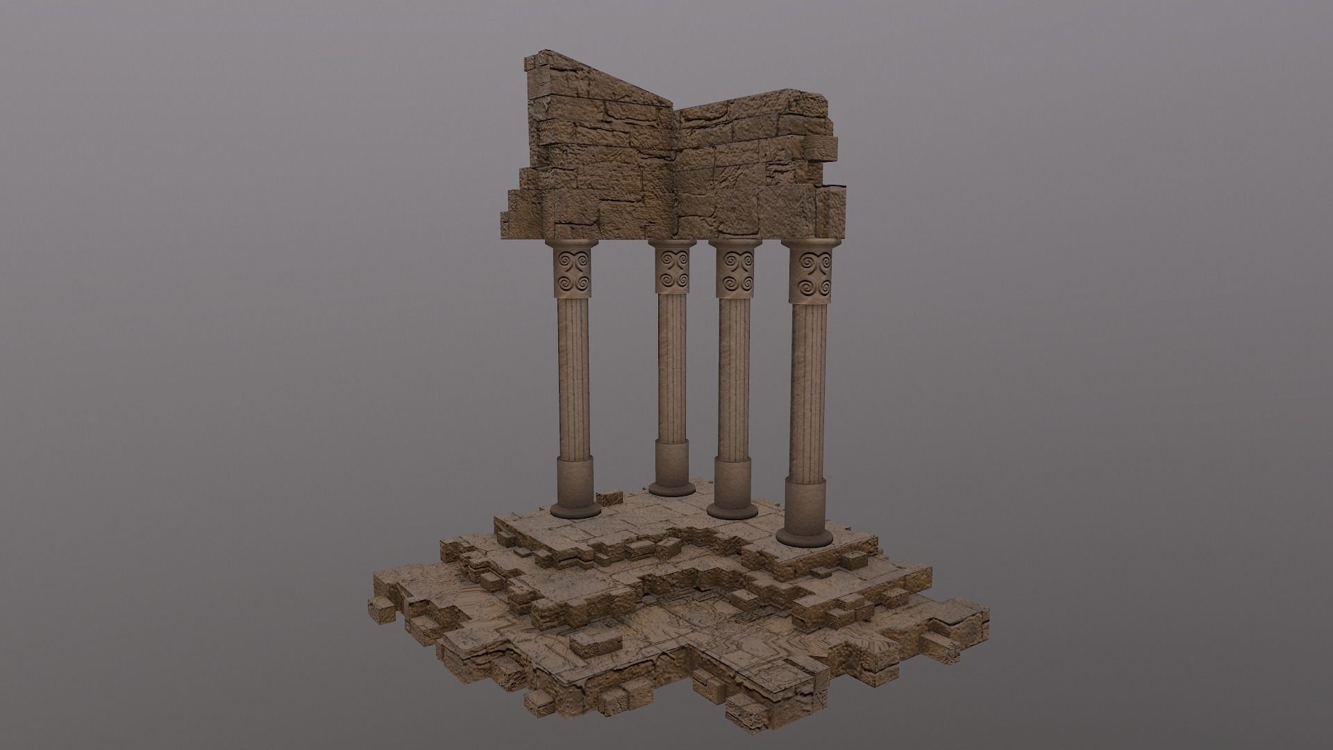 3D model Low Poly Ruins temple with columns VR / AR / low-poly | CGTrader
