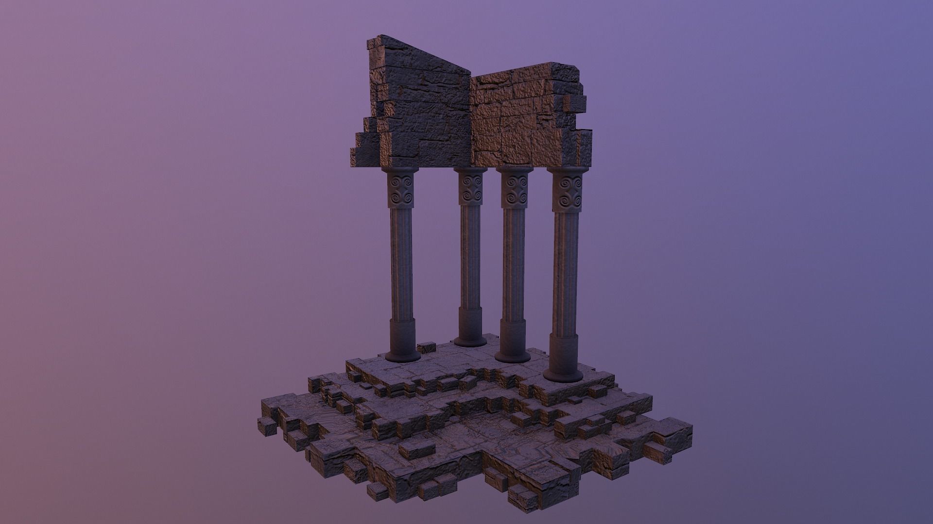 3D model Low Poly Ruins temple with columns VR / AR / low-poly | CGTrader