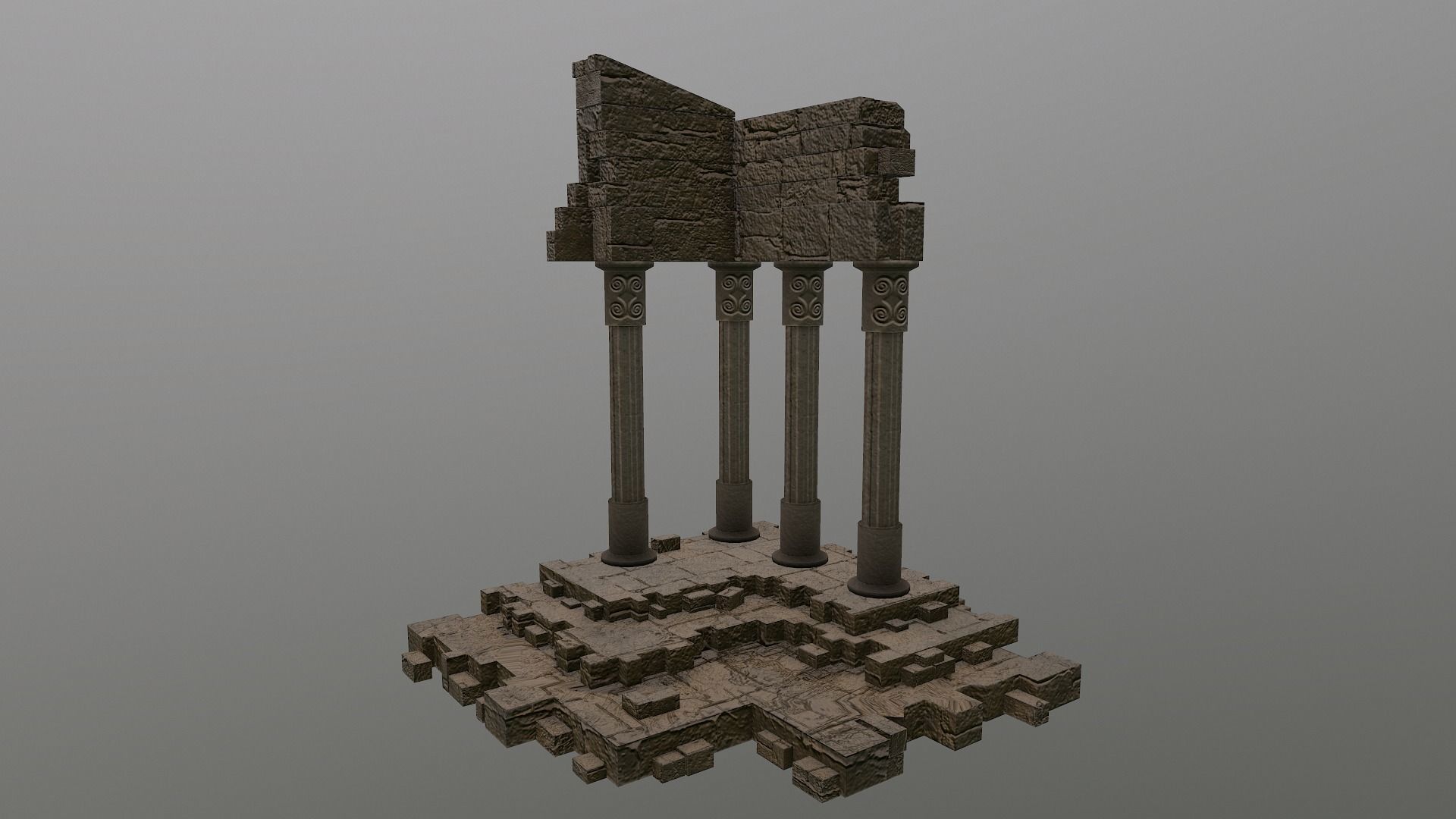 3D model Low Poly Ruins temple with columns VR / AR / low-poly | CGTrader