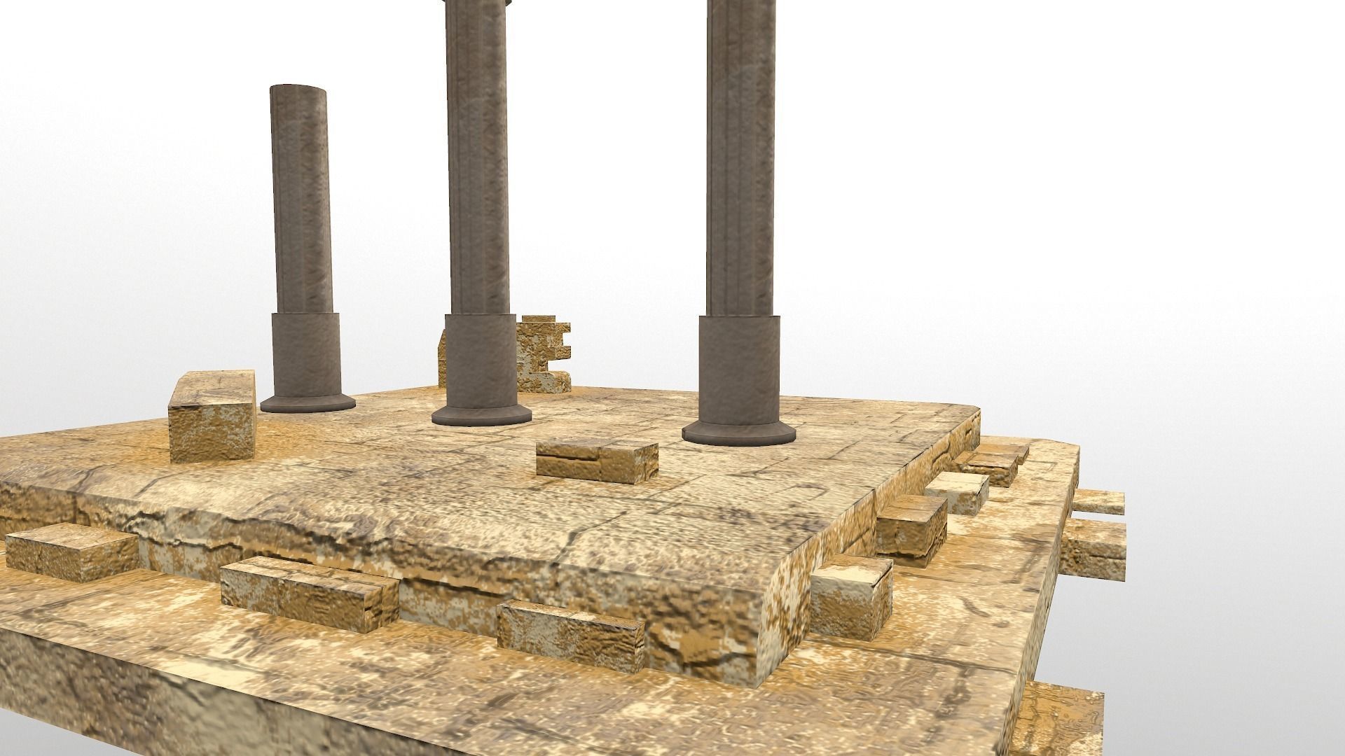 3D model Low Poly Ruins 2 temple with columns VR / AR / low-poly | CGTrader