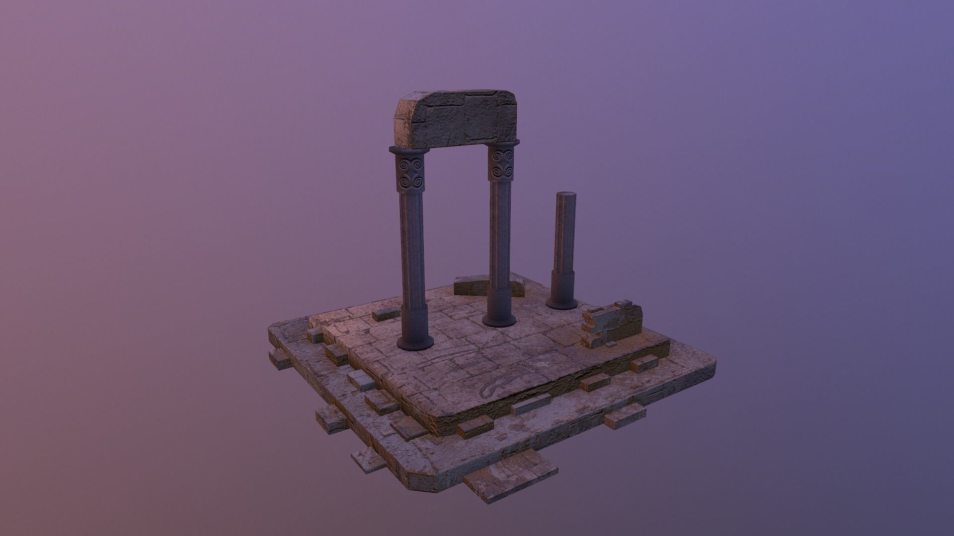3D model Low Poly Ruins 2 temple with columns VR / AR / low-poly | CGTrader