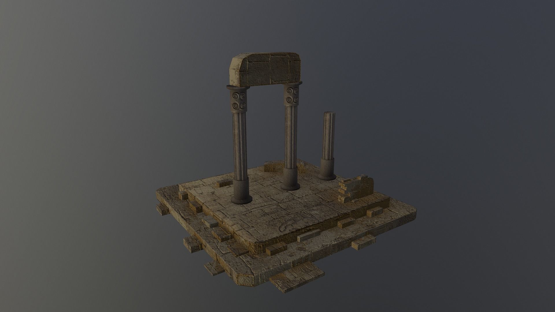 3D model Low Poly Ruins 2 temple with columns VR / AR / low-poly | CGTrader