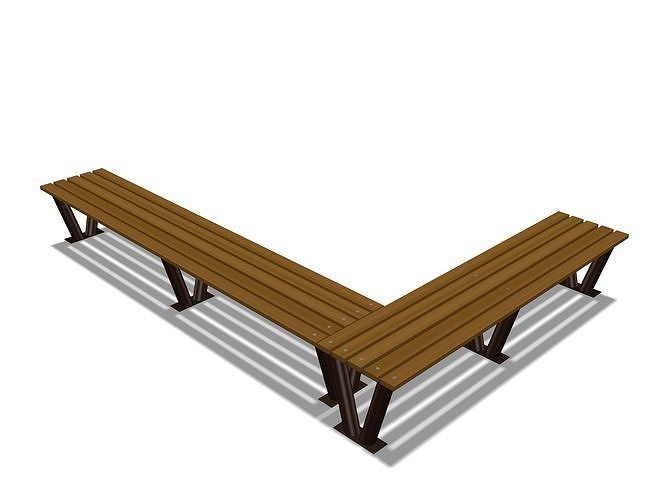 L Wooden Bench 3D model | CGTrader