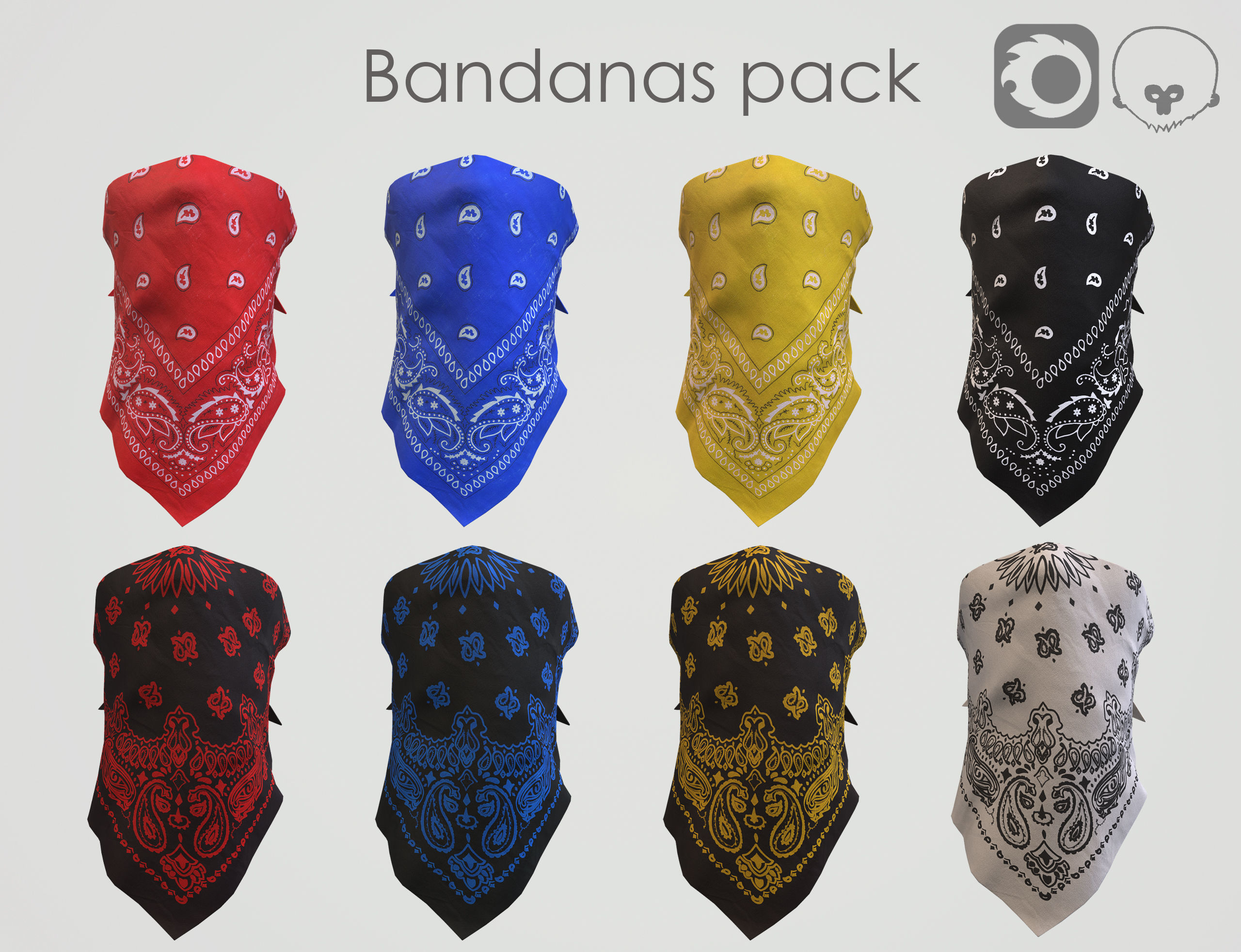 3D Model Collection Bandanas pack VR / AR / low-poly | CGTrader