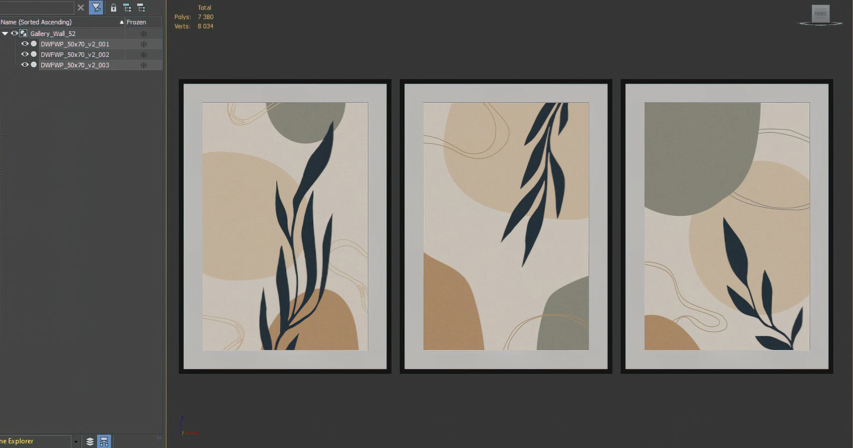Triptych abstract poster set 3D model | CGTrader