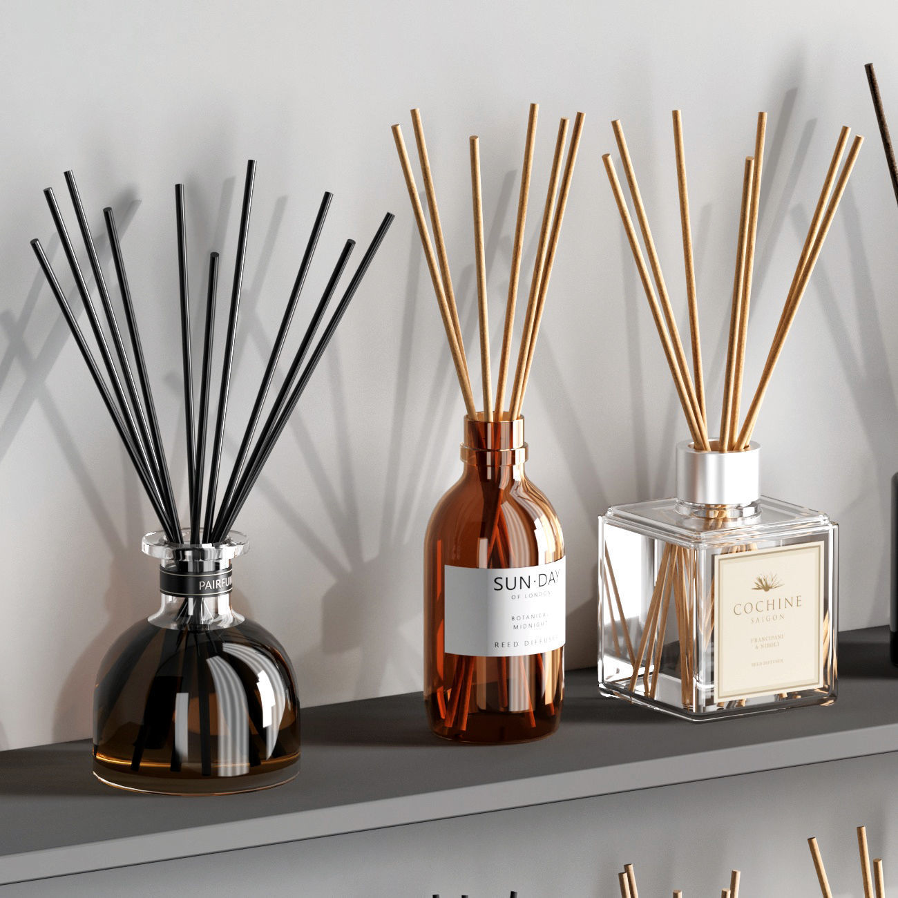 Diffuser Set reed diffusers on shelves 3D model | CGTrader