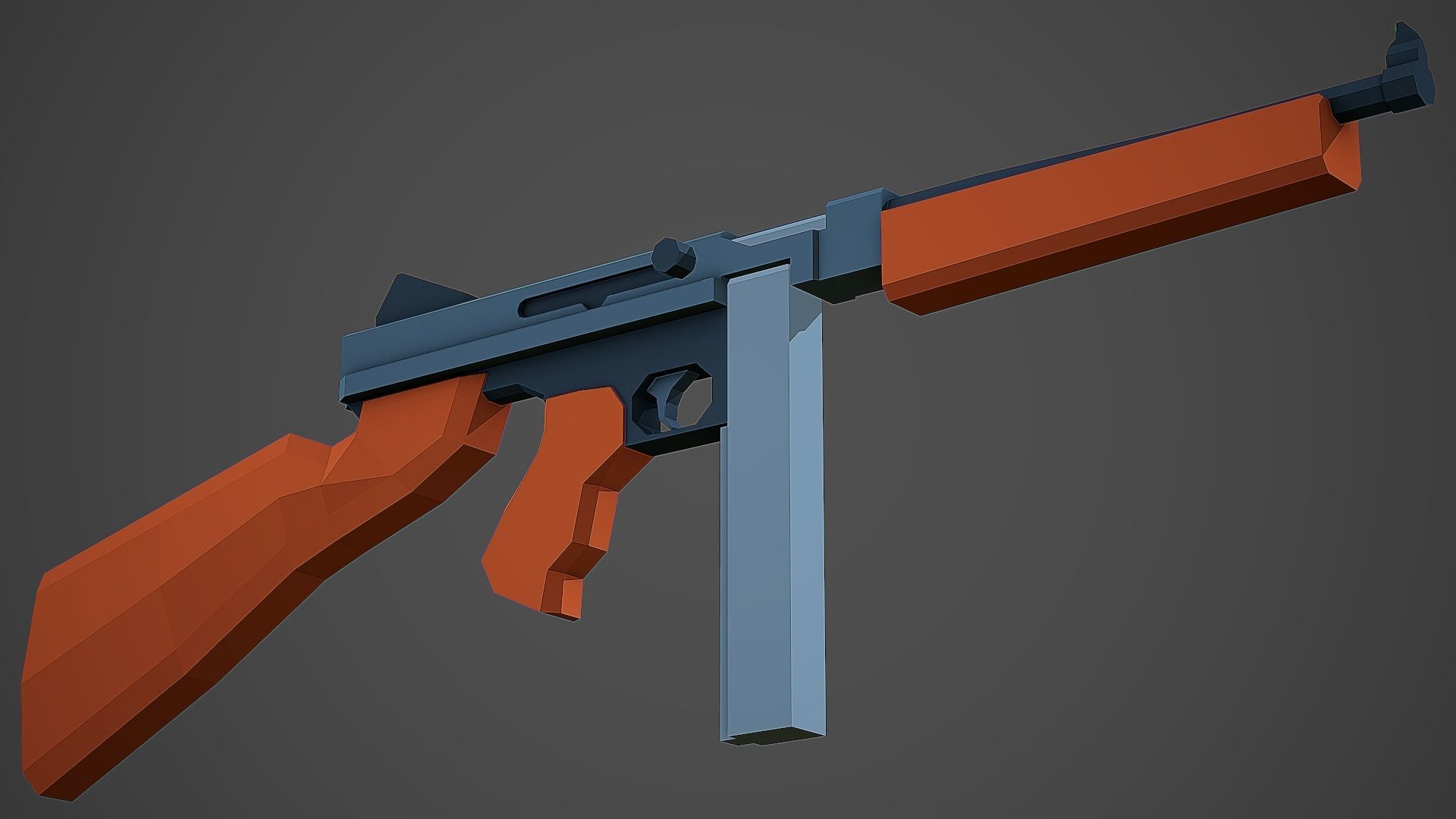 3D model Stylized Thompson M1A1 Low Poly Mobile Ready VR / AR / low ...